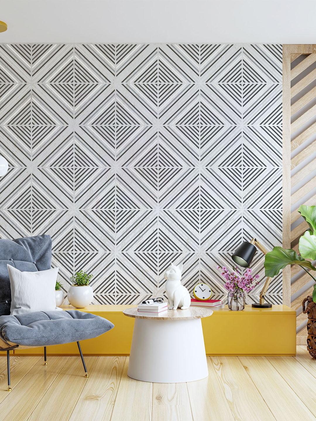 Buy KAYRA DECOR Black & White Rhombus Design Stencil For Wall Painting ...