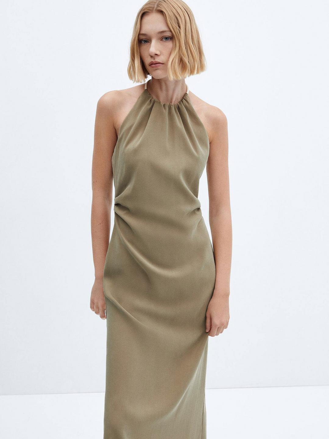 Buy MANGO Halter Neck Style Back Sheath Maxi Dress - Dresses for Women ...