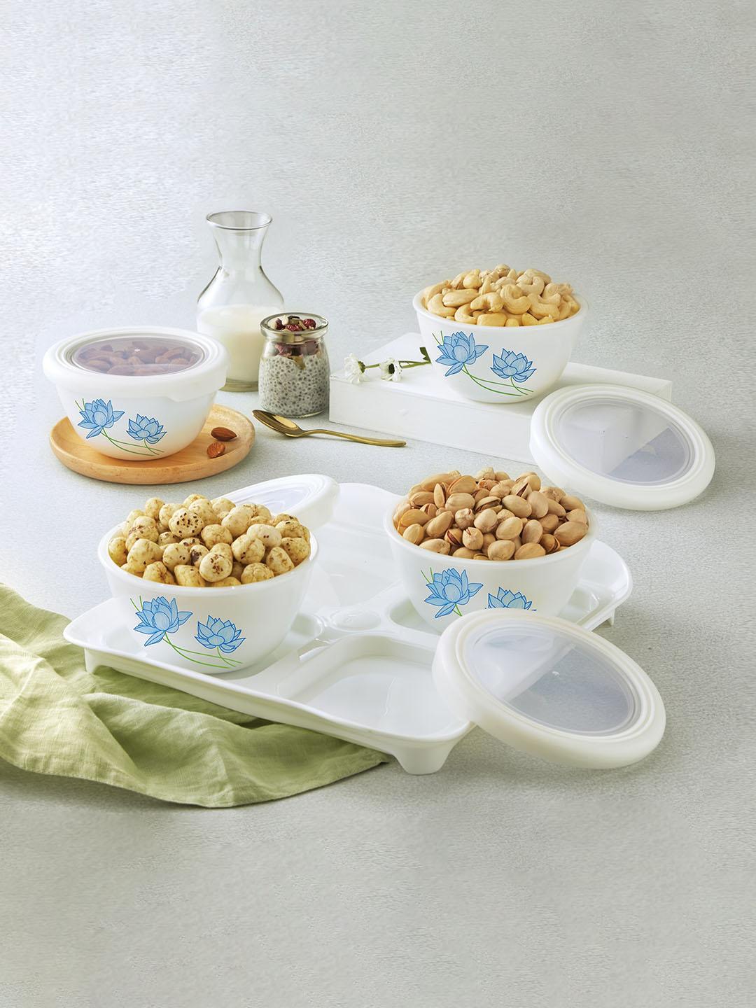 Buy Cello Tiffany Neelkamal 4 Pieces White Dry Fruit Containers And Lid ...