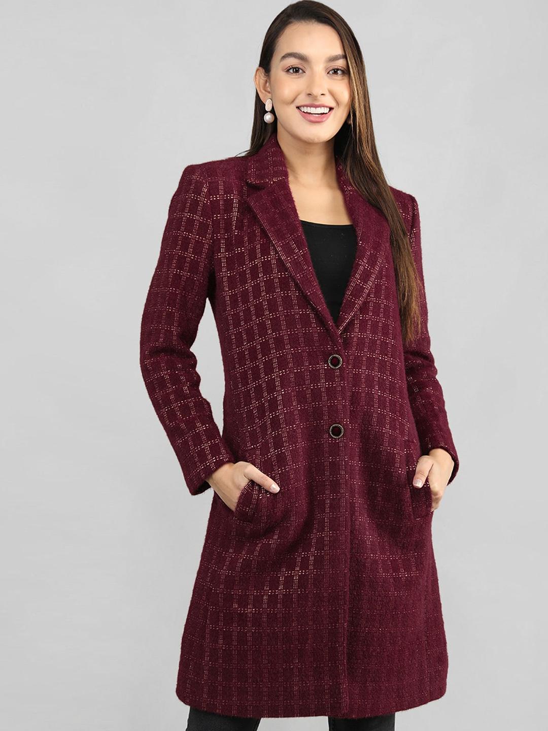 Buy Rage Checked Notched Lapel Nylon Single Breasted Longline Overcoat ...