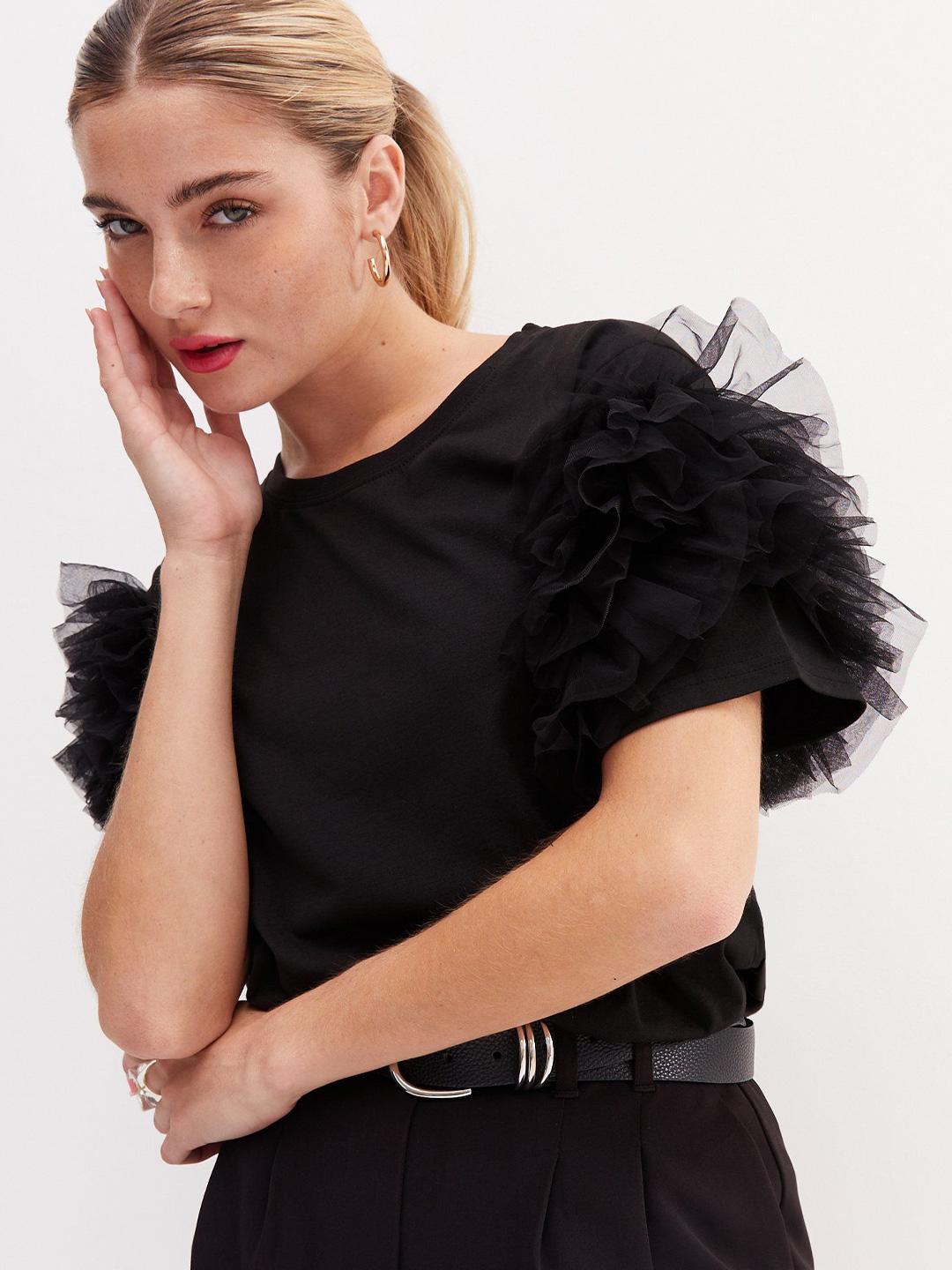 Buy Dracht Round Neck Ruffle Detailed Top - Tops for Women 25307850 ...