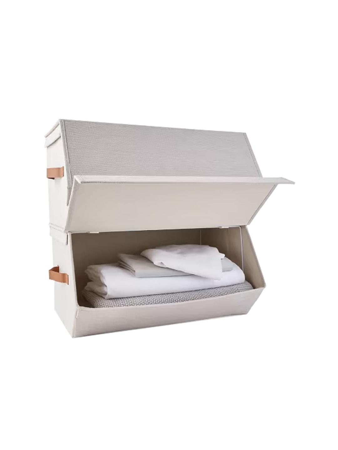 Buy Anko Beige Stackable Linen Box - Organisers for Unisex 25331480 ...