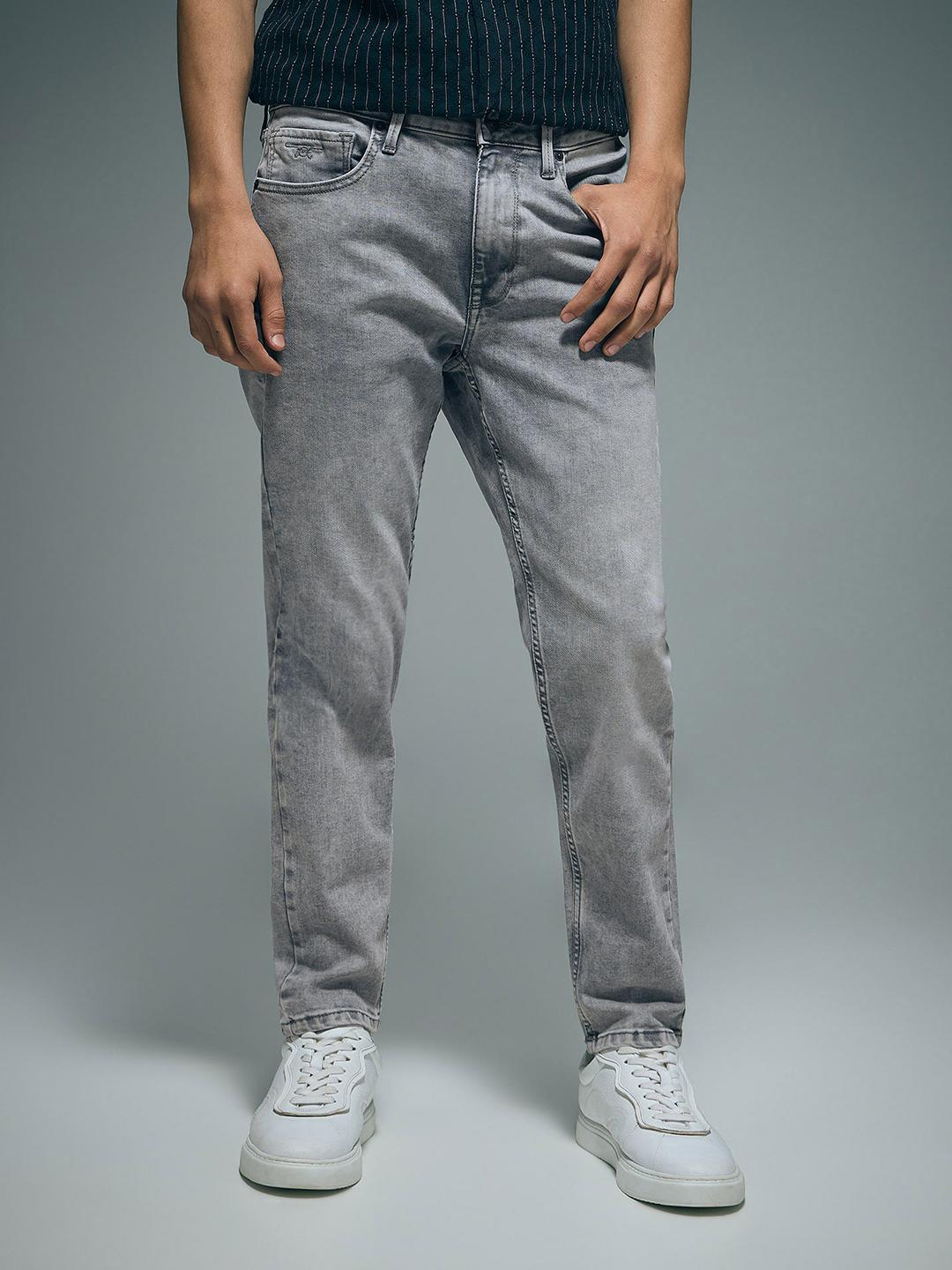 Buy Flying Machine Men Grey High Rise Heavy Fade Stretchable Jeans ...