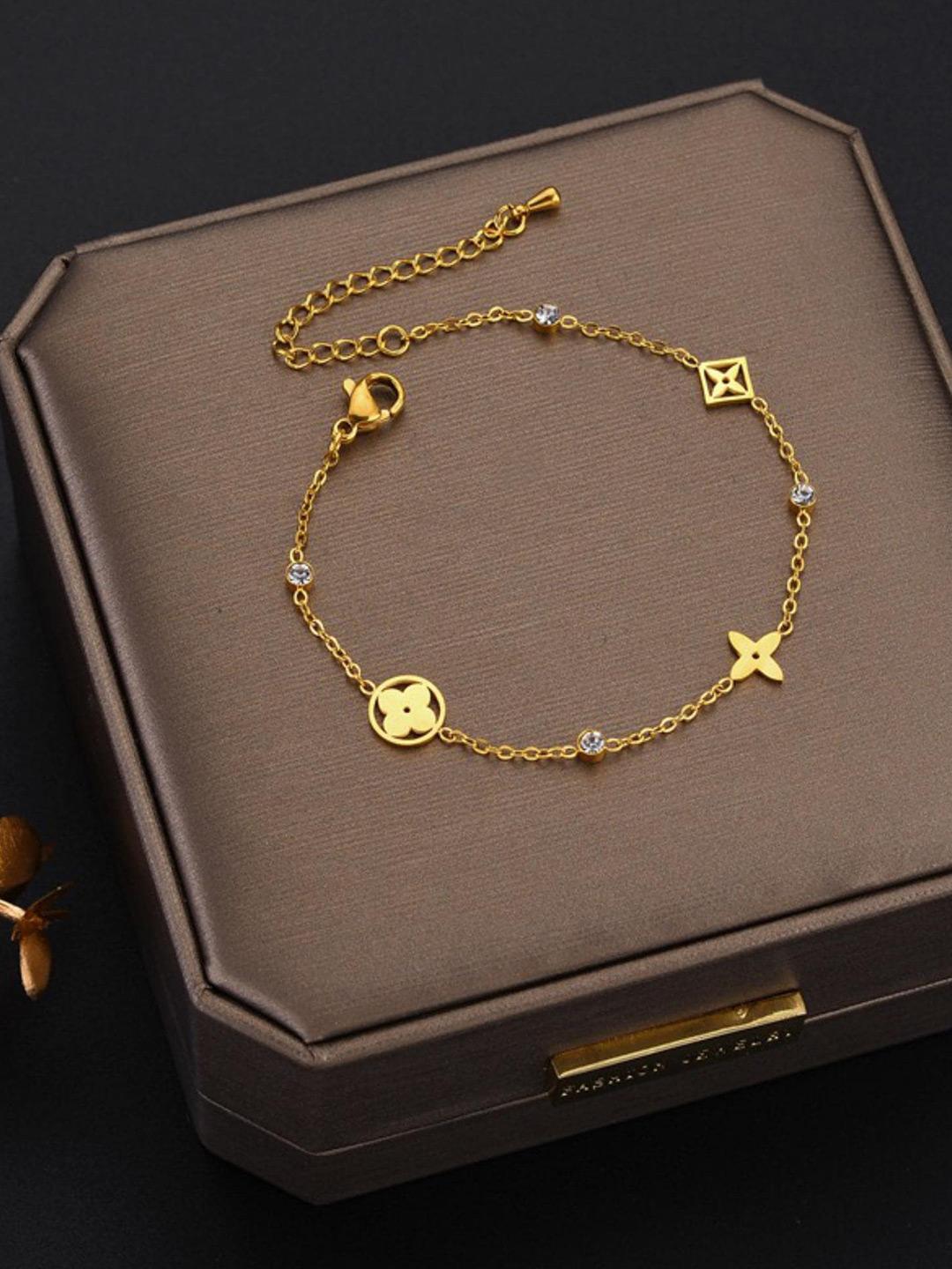 Buy MYKI Women Gold Plated Cubic Zirconia Link Bracelet - Bracelet for ...