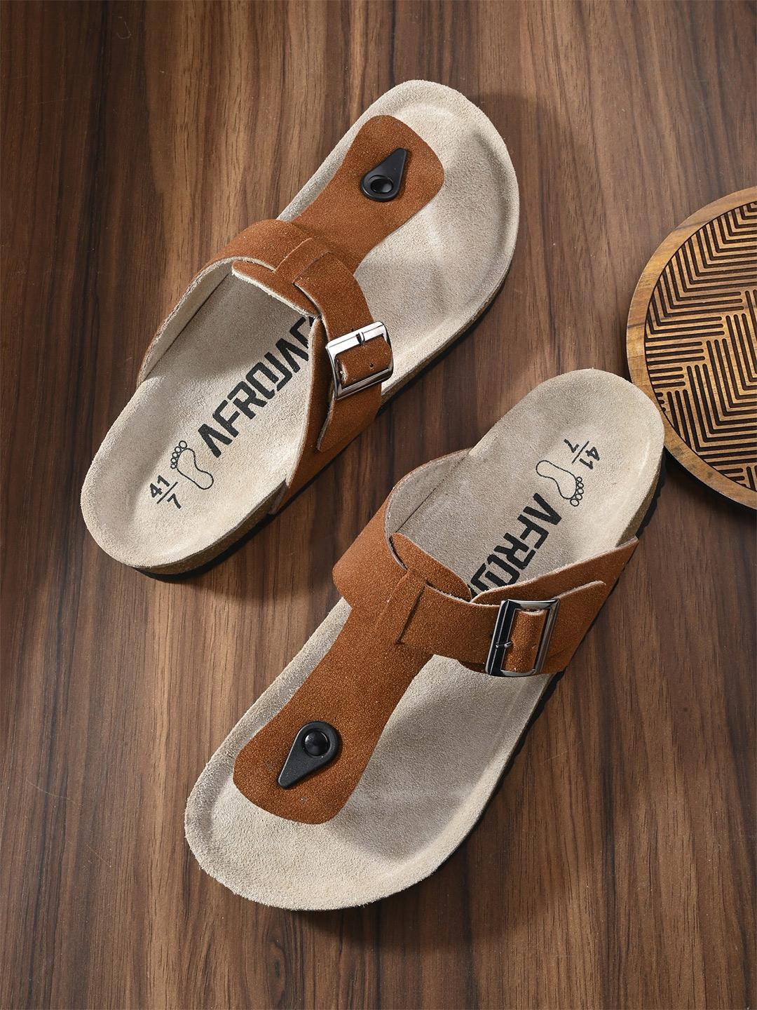 Buy AfroJack Men Leather Comfort Sandals With Buckle Detail - Sandals ...