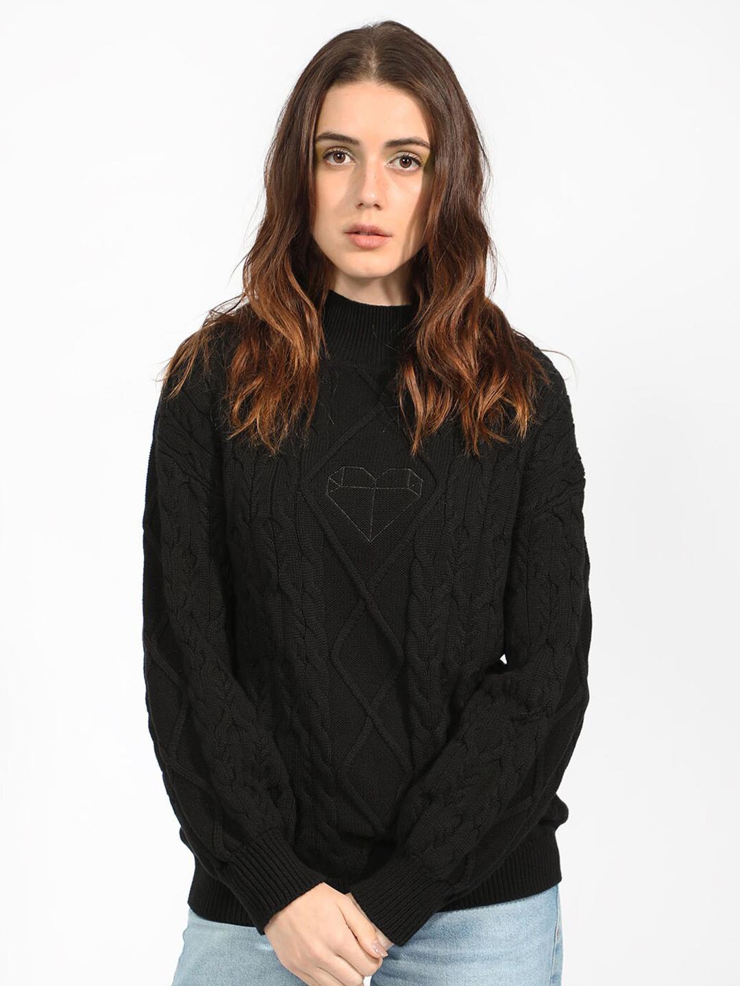 Buy RAREISM Cable Knit Self Design Pullover - Sweaters for Women ...