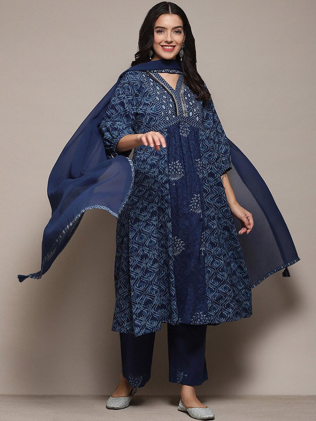 Buy Biba Ethnic Motifs Printed Sequinned A Line Kurta With Palazzos ...