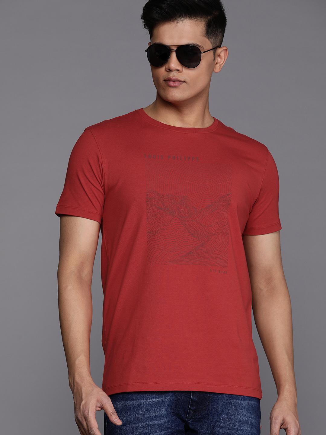 Buy Louis Philippe Ath.Work Embossed Print Slim Fit T Shirt - Tshirts ...