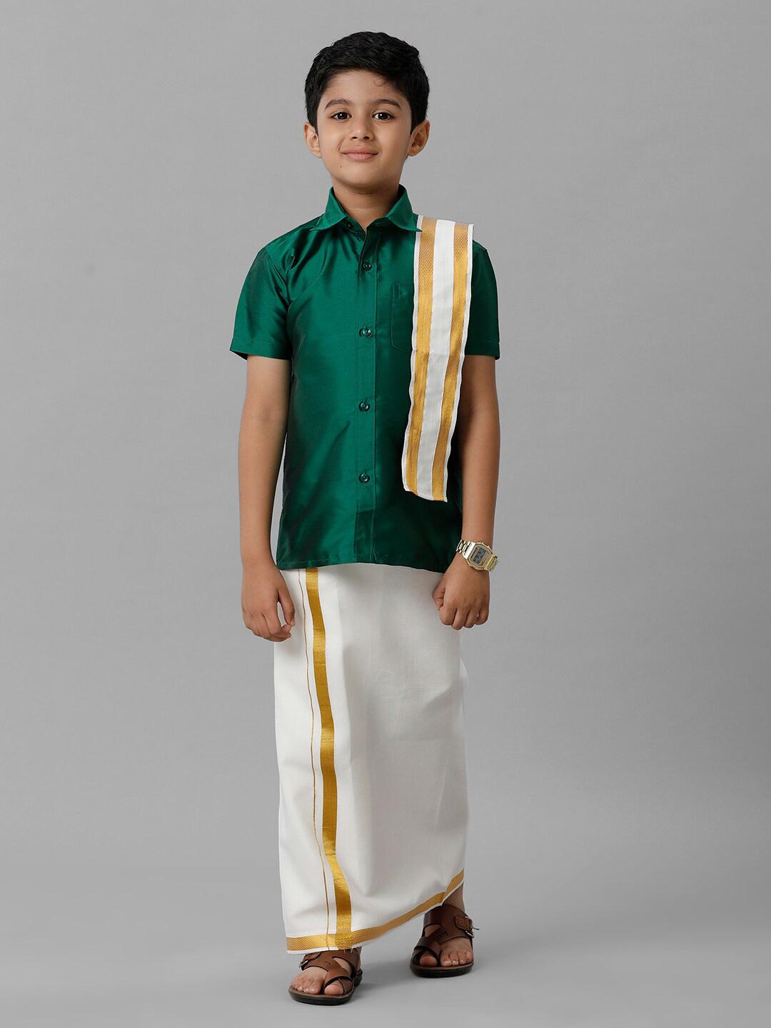 Buy Ramraj Boys Shirt And Veshti With Angavastram - Clothing Set for ...