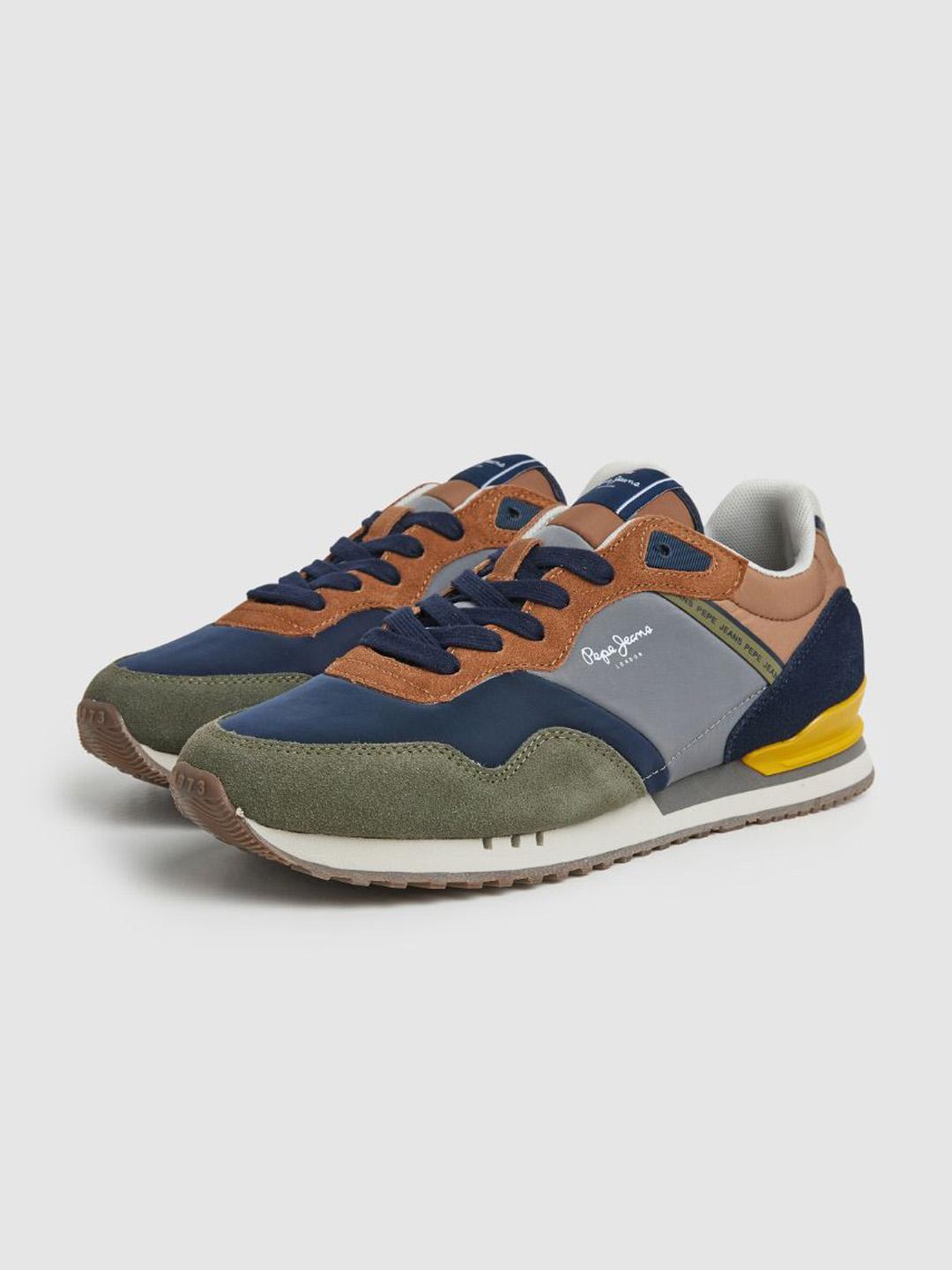 Buy Pepe Jeans Men London Awake Colourblocked Suede Comfort Insole ...