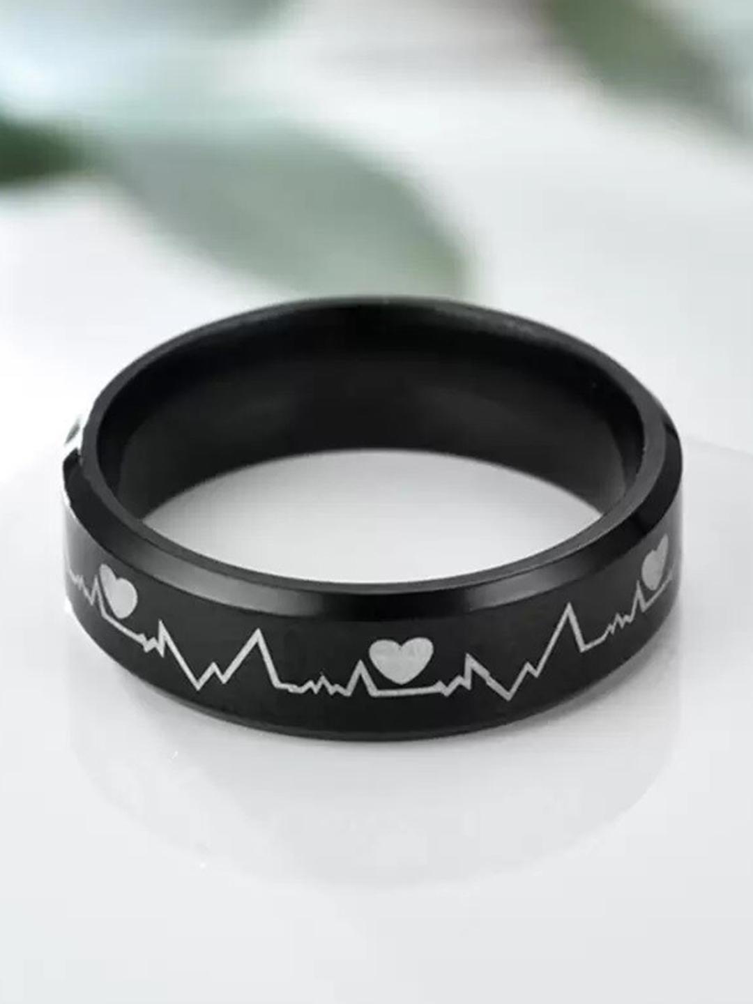 Buy VIEN Unisex Heartbeat Shaped Stainless Steel Finger Ring - Ring for ...
