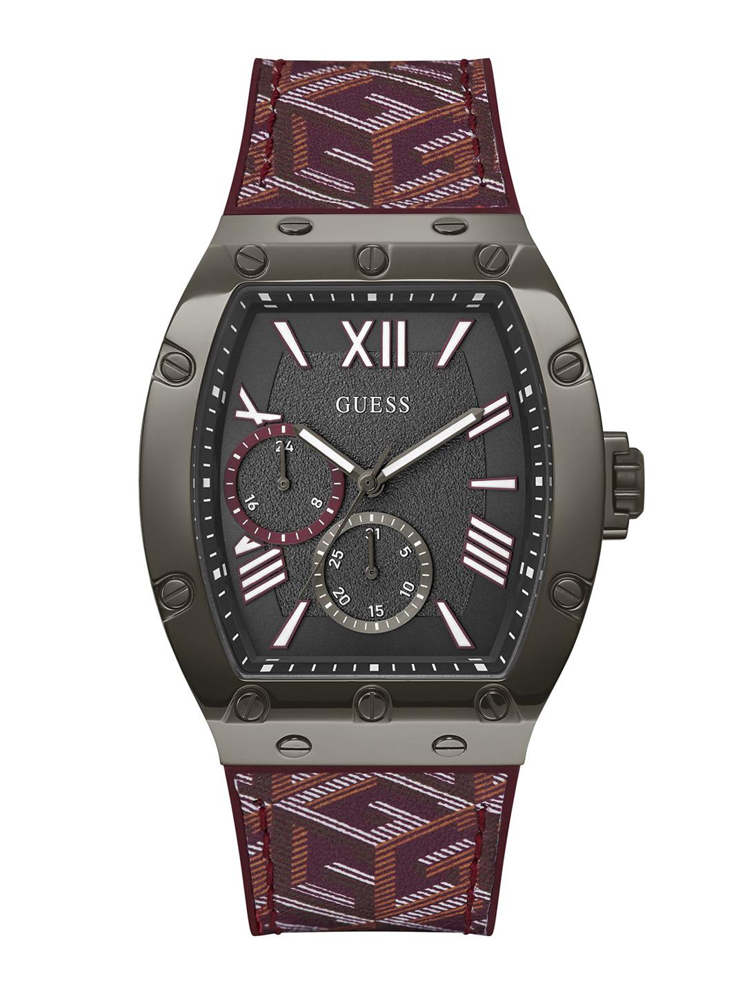 Buy GUESS Men Leather Textured Straps Analogue Watch GW0645G4 - Watches ...