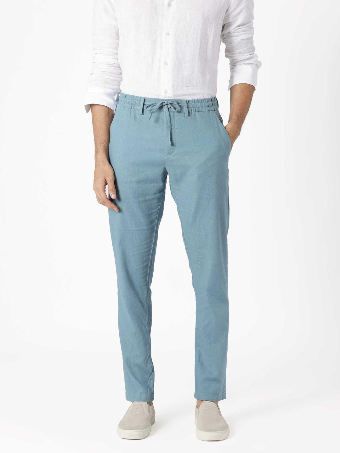 Buy RARE RABBIT Linac Drawstring Slim Fit Cotton Trouser - Trousers for ...