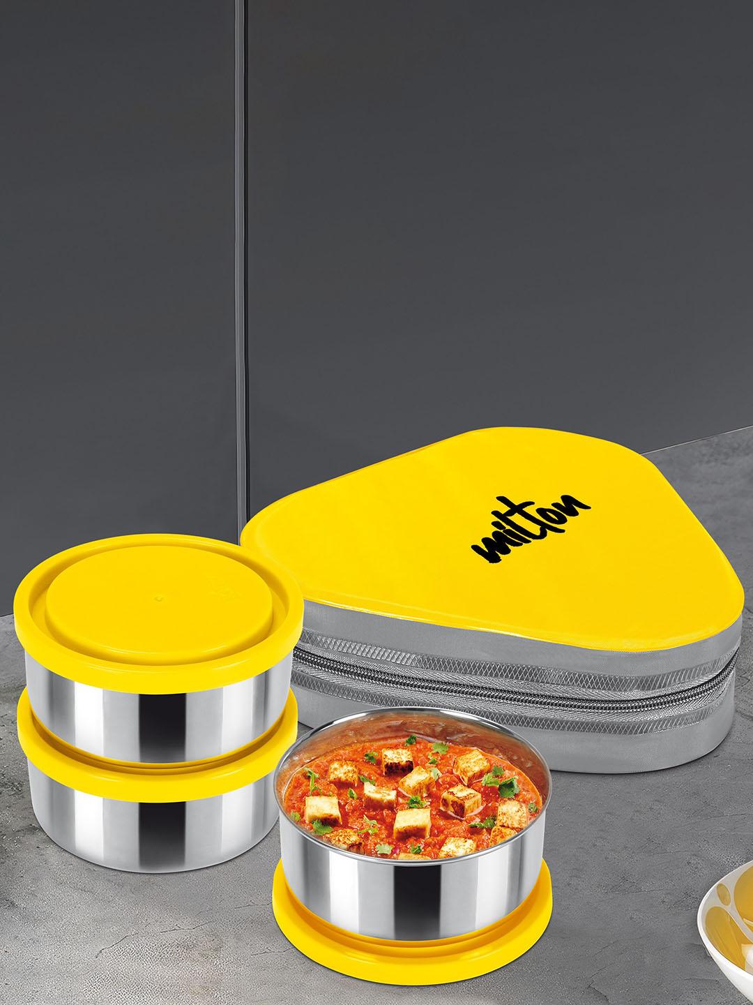 Buy Milton Triyum Stainless Steel Tiffin 3 Containers 280 Ml Each With ...