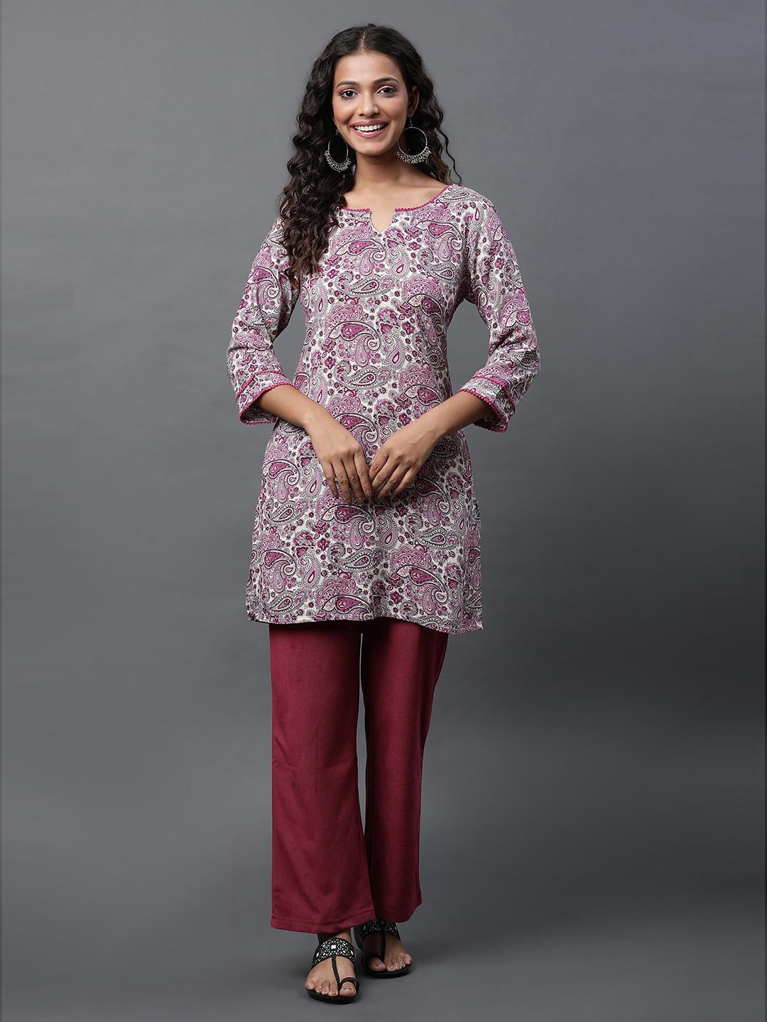 Buy AURELIA Ethnic Motifs Printed Straight Kurti - Kurtis for Women ...