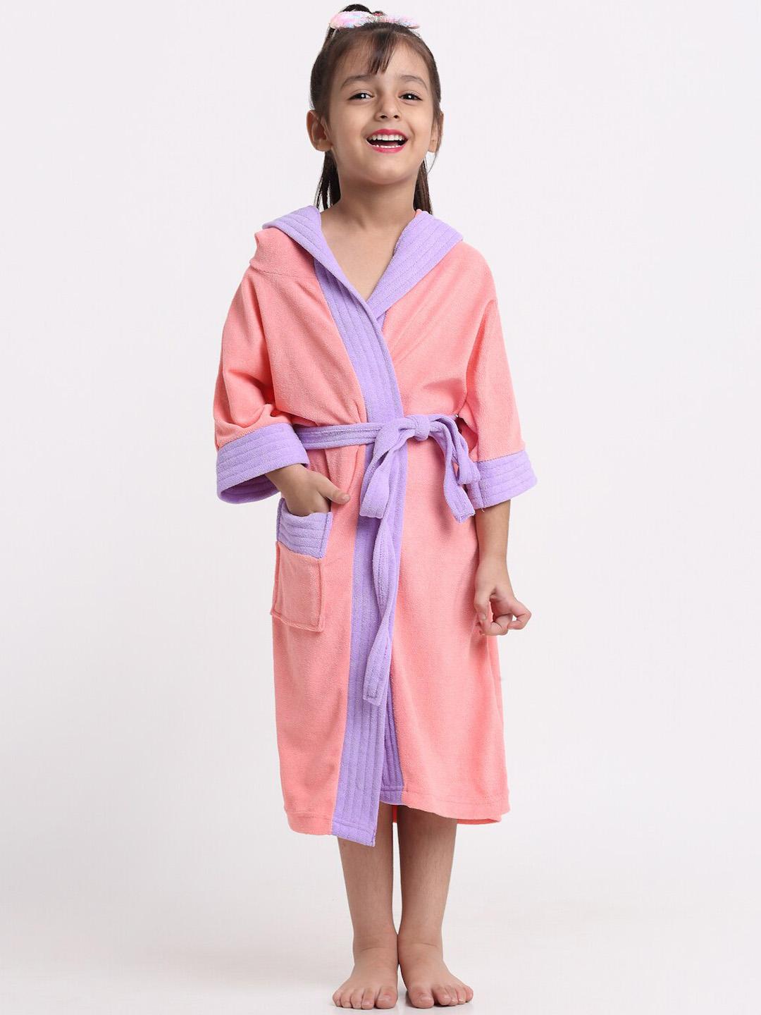 Buy Creeva Melodious Pink Solid Terrycloth Drawstring Midi Bath Robe 14 ...