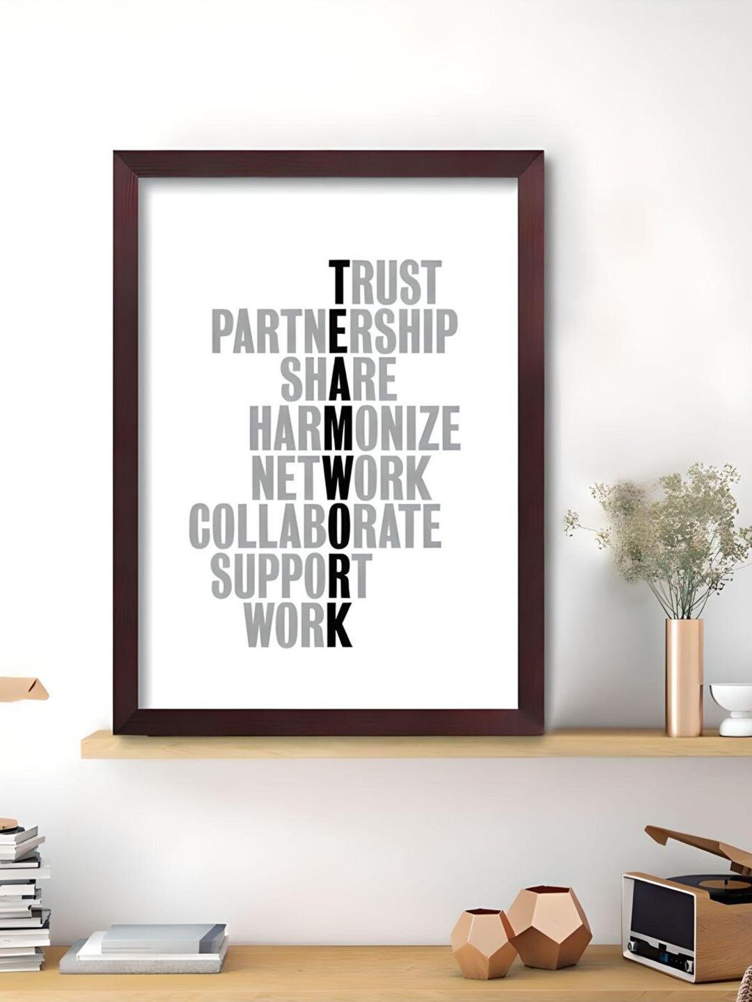 Buy THE HANDMADE FLAIR White & Black Teamwork Quotes Printed Framed ...