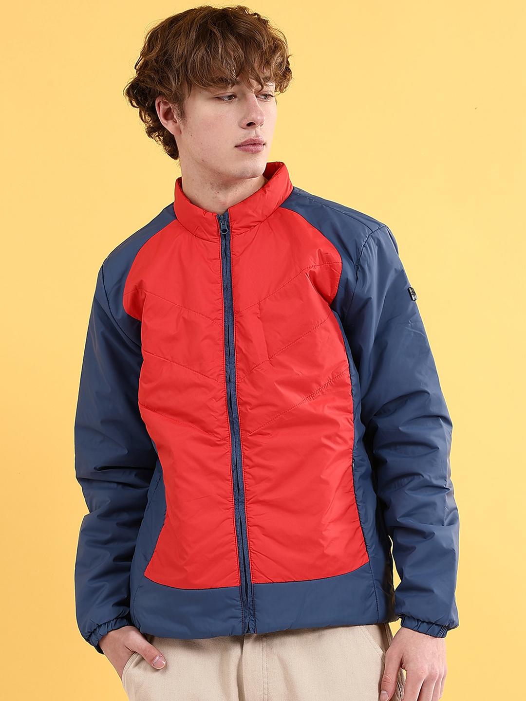 Buy The Indian Garage Co Men Colourblock Zip Front Regular Fit Bomber ...