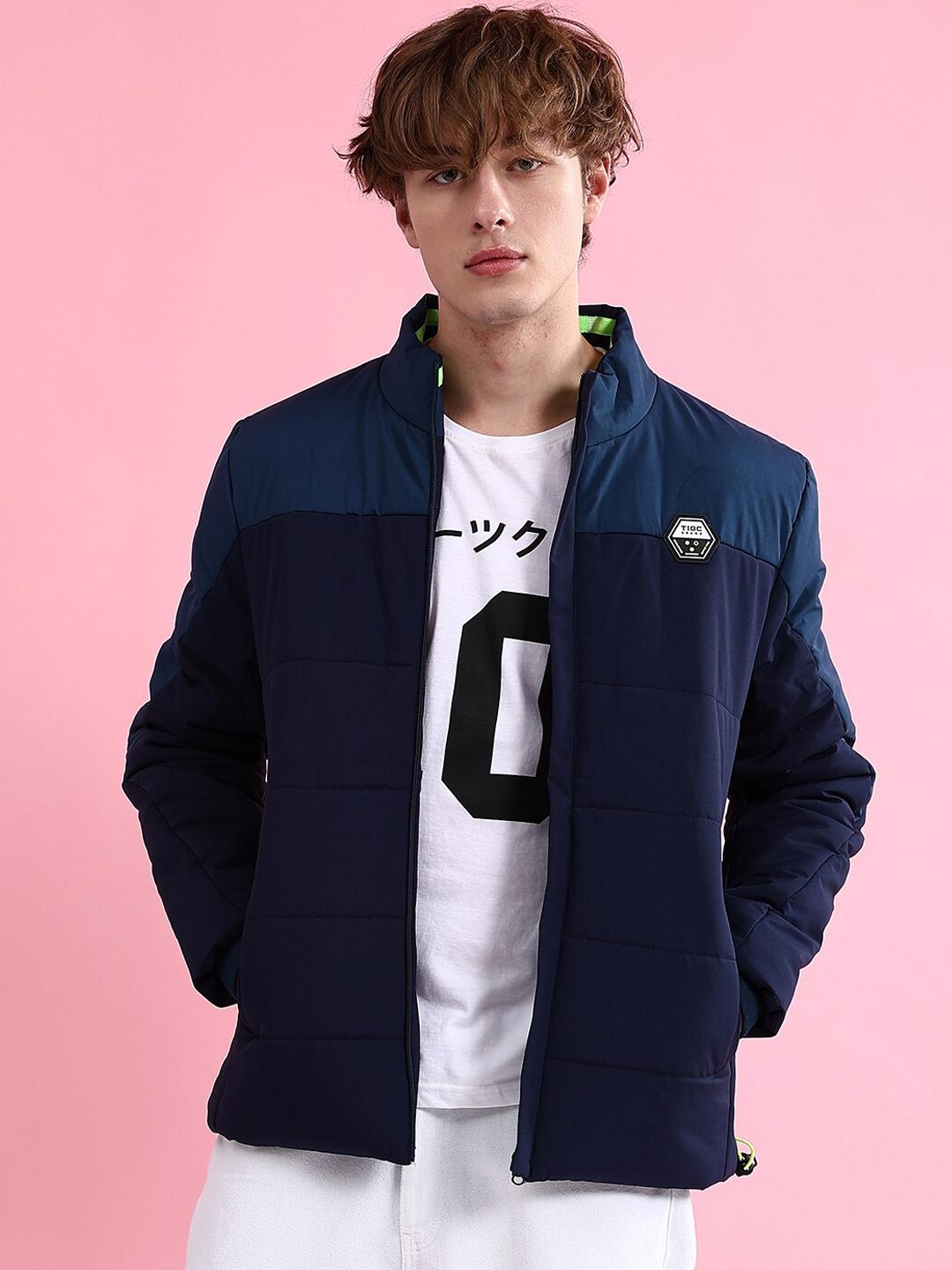 Buy The Indian Garage Co Men Colourblock Zip Front Regular Fit Puffer ...