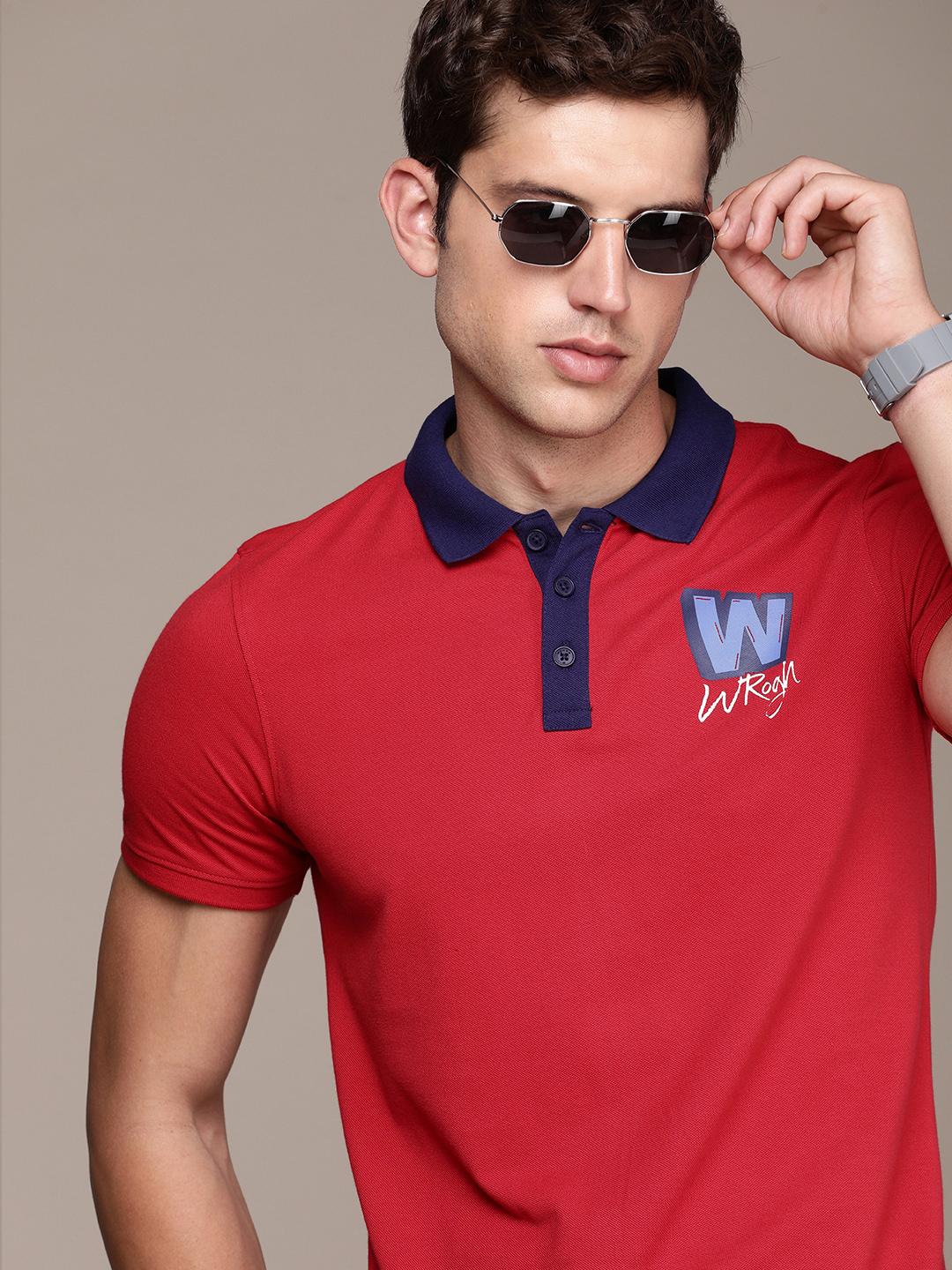 Buy WROGN Brand Logo Printed Polo Collar Slim Fit T Shirt - Tshirts for ...