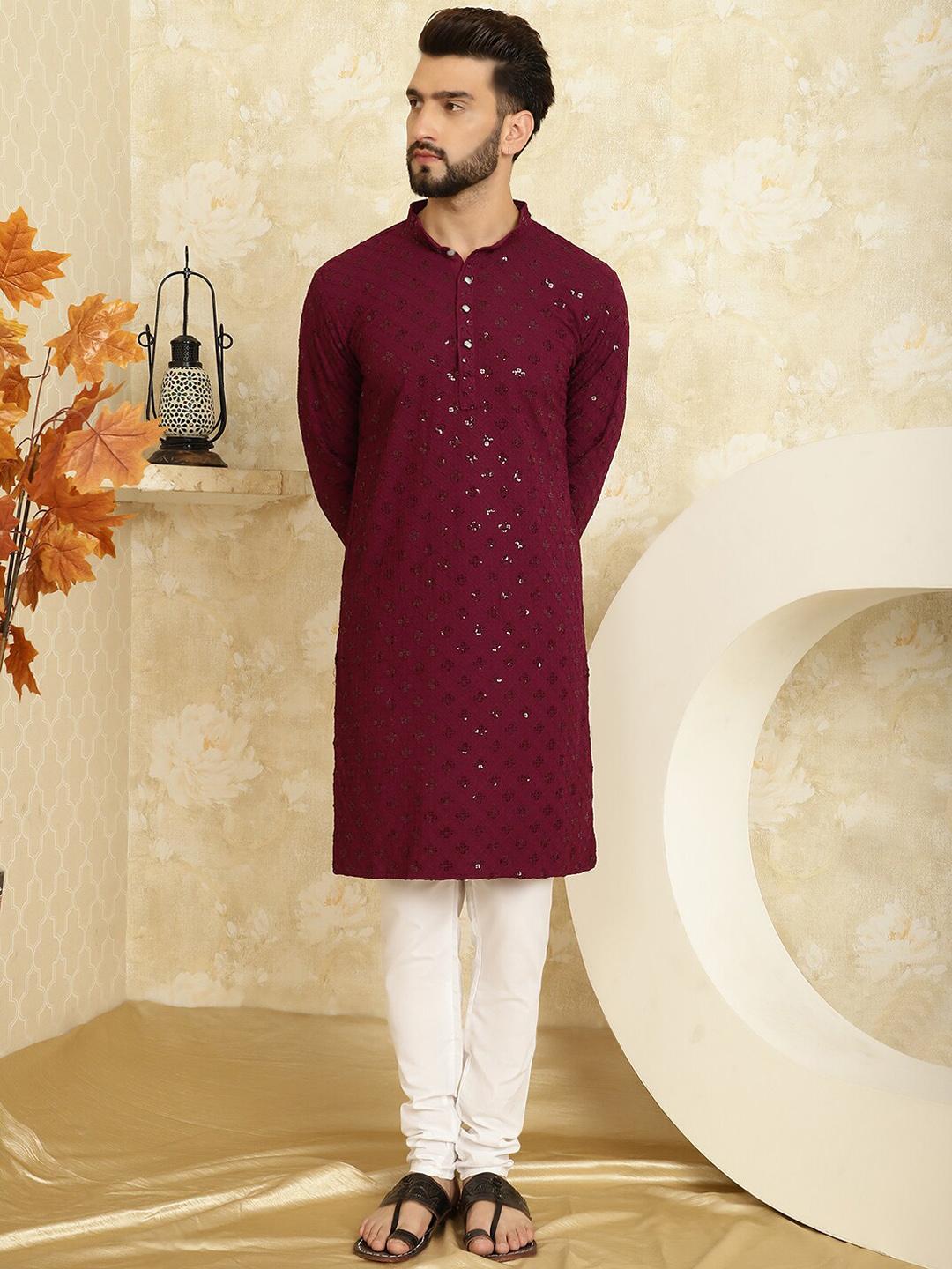 Buy SOJANYA Ethnic Motifs Embroidered Regular Sequinned Pure Cotton ...