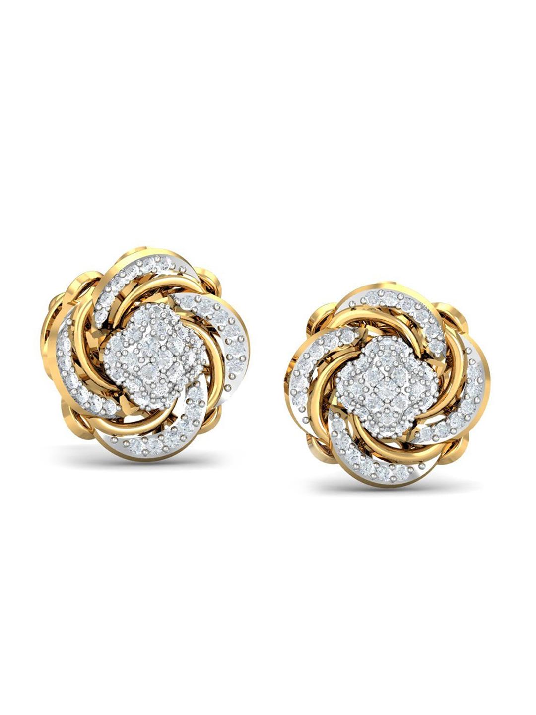 Buy KUBERBOX 18KT Hasini Jacket Diamond Studded Stud Earrings 3.4gm ...