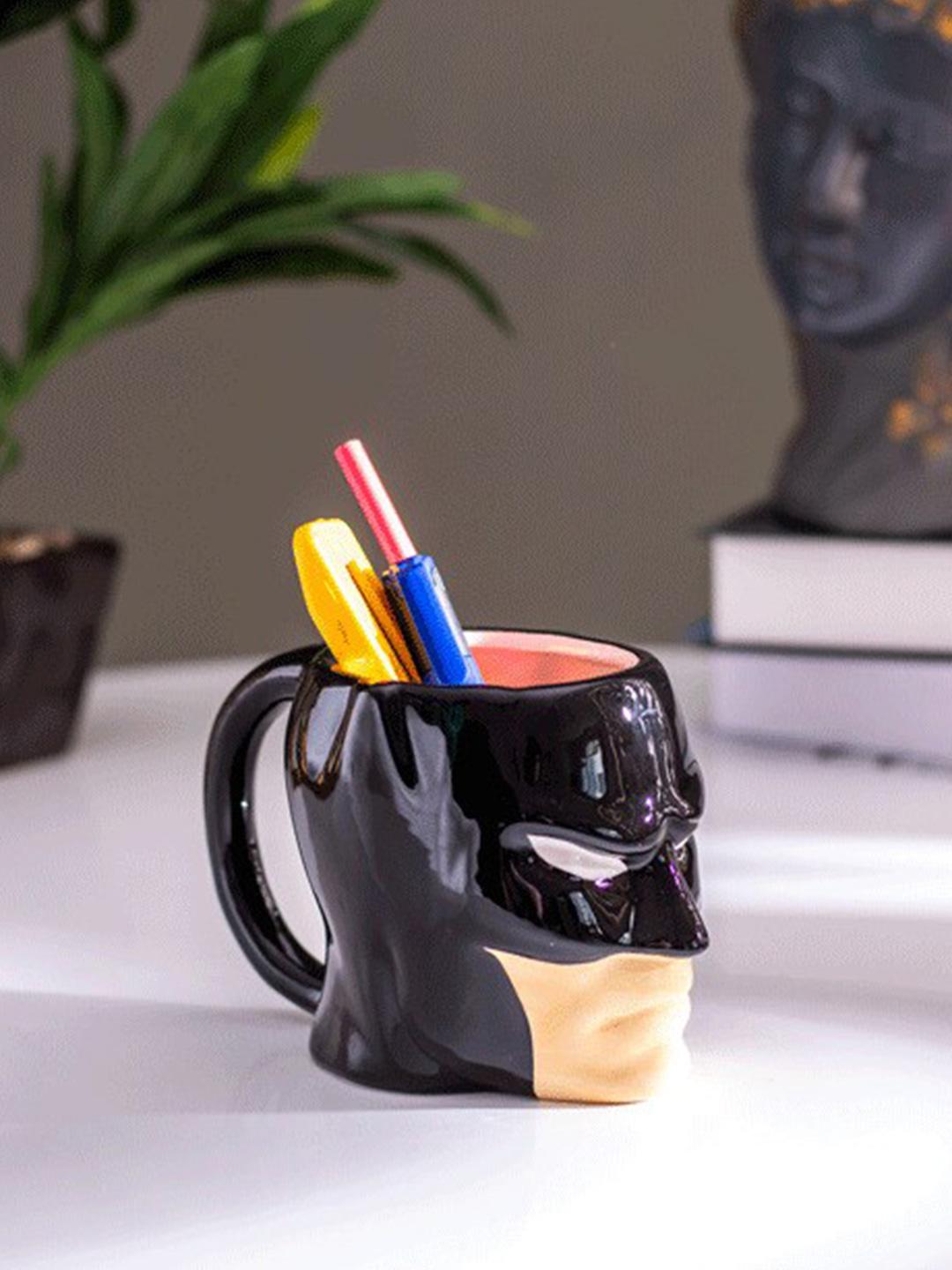 Buy THEDECORKART Black Batman Design Ceramic Glossy Pen Holder Mug ...