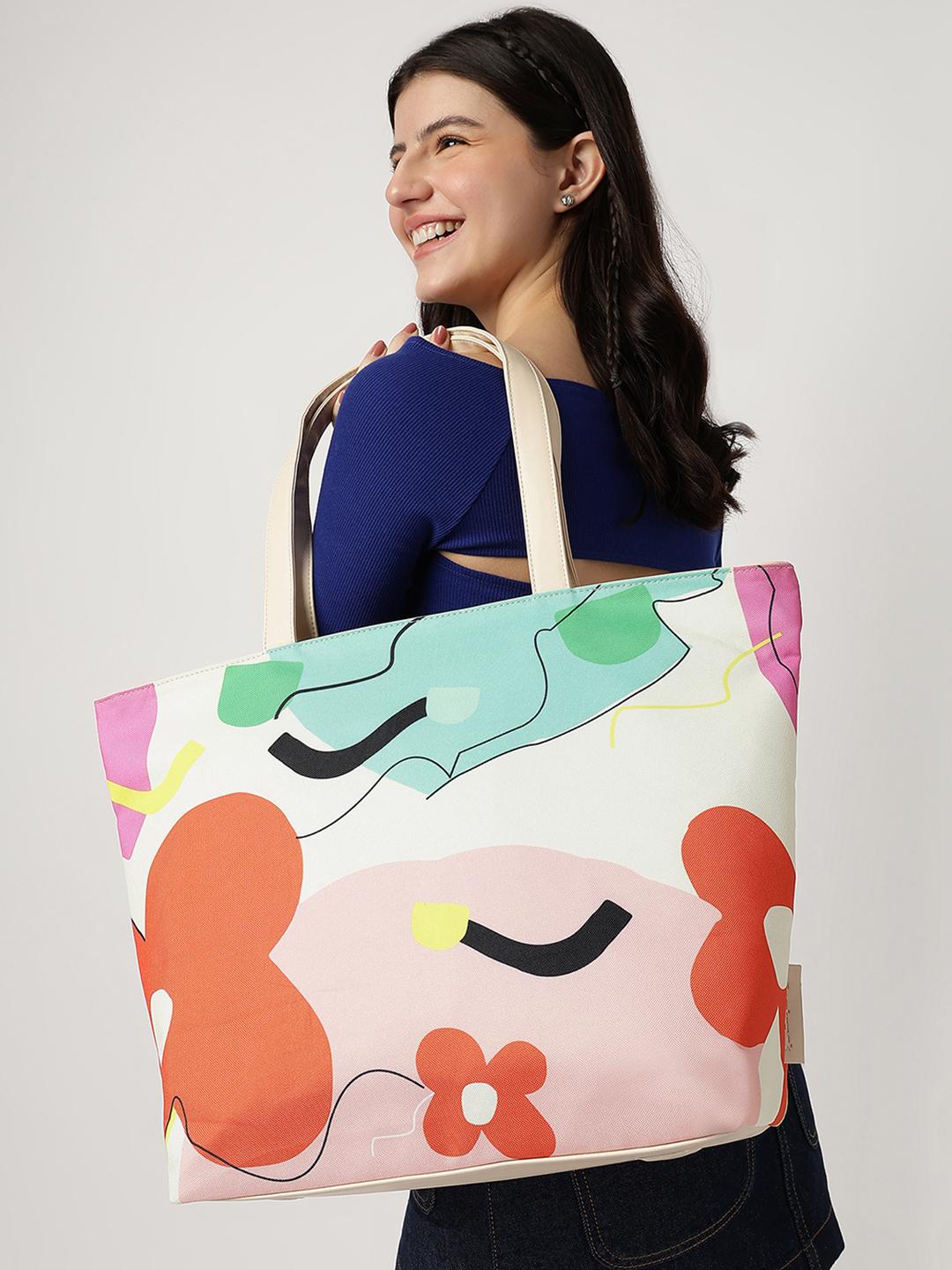 Buy Fastrack Women Floral Printed Large Tote Bag Fits Upto 15" Laptop ...