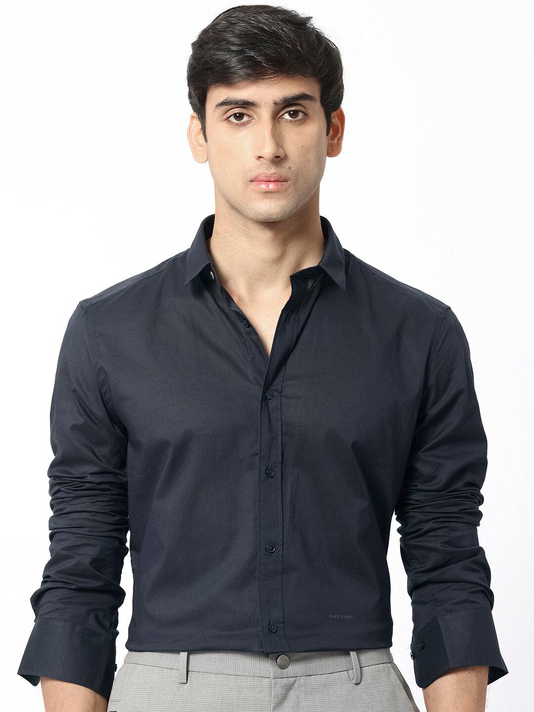 Buy RARE RABBIT Men Flees Slim Fit Spread Collar Cotton Shirt - Shirts ...