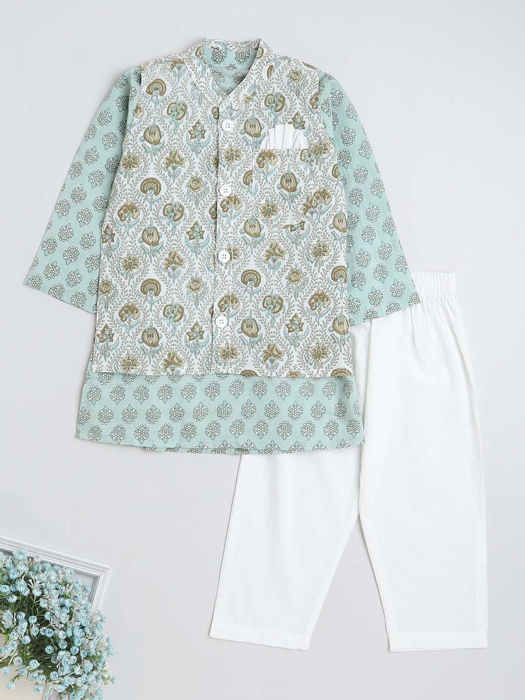 Buy The Magic Wand Boys Ethnic Motifs Printed Regular Pure Cotton Kurta ...