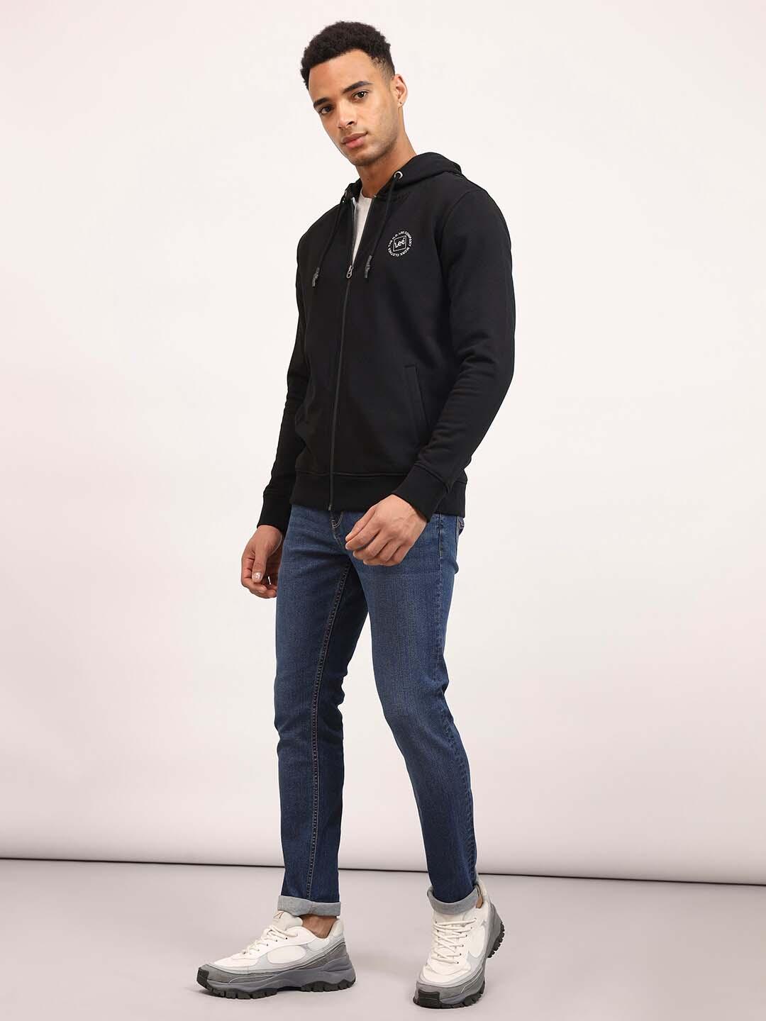 Buy Lee Hooded Neck Long Sleeve Cotton Zip Detail Front Open Sweatshirt ...