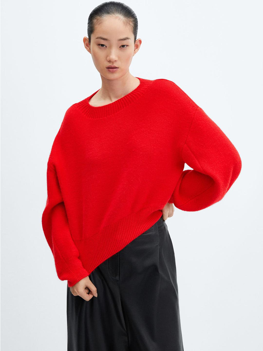 Buy MANGO Women Cherry Red Solid Pullover - Sweaters for Women 25654310 ...