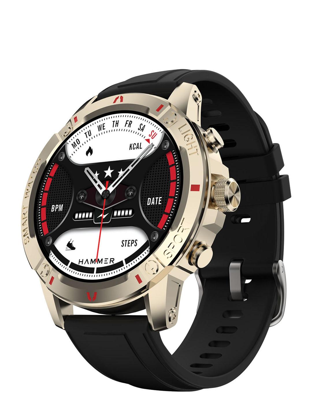 Buy HAMMER Gold Luxor 1.45" AMOLED Display Smart Watch With Round Dial ...