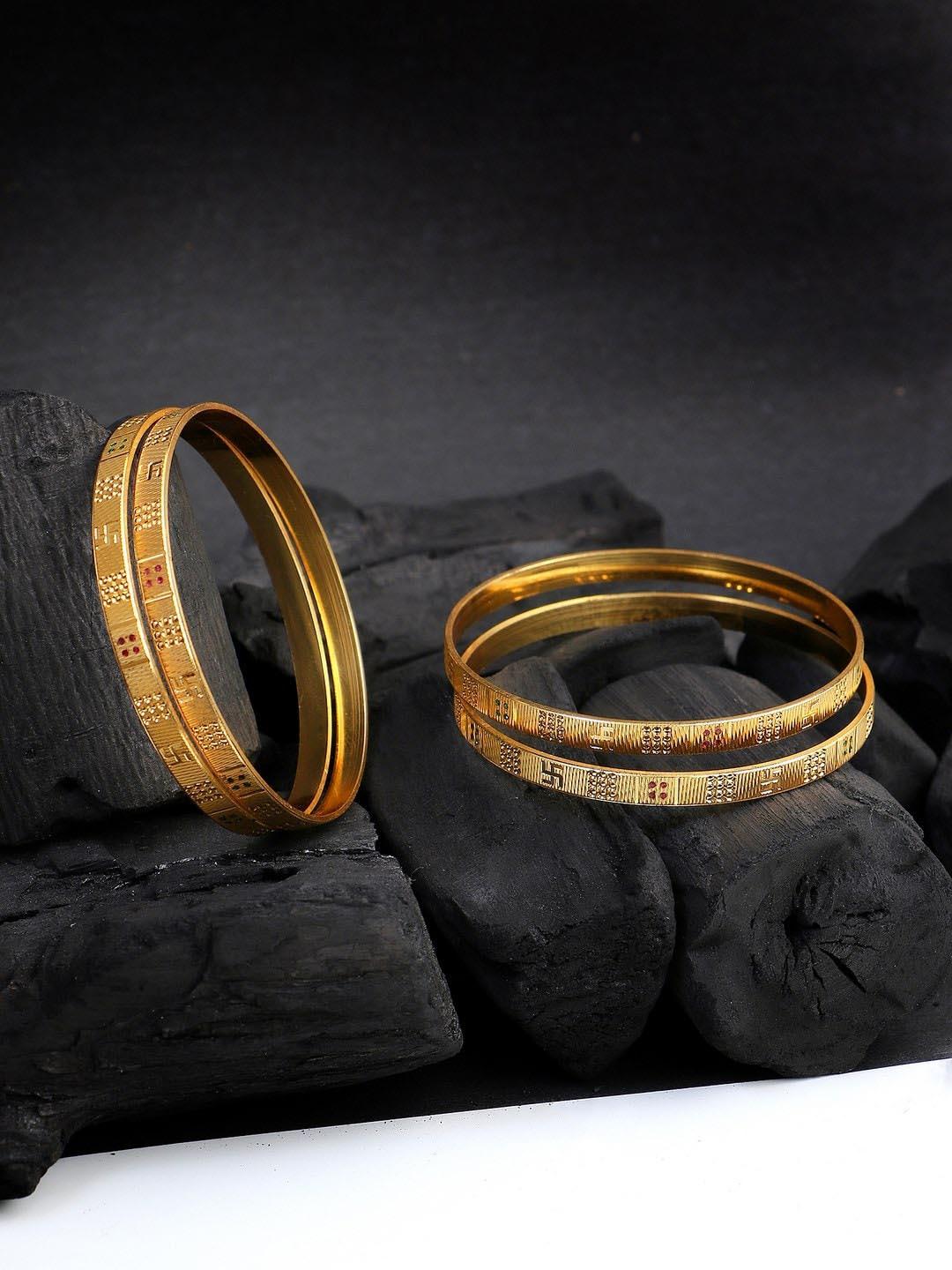 Buy Adwitiya Collection Set Of 4 Gold Plated Traditional Bangles ...