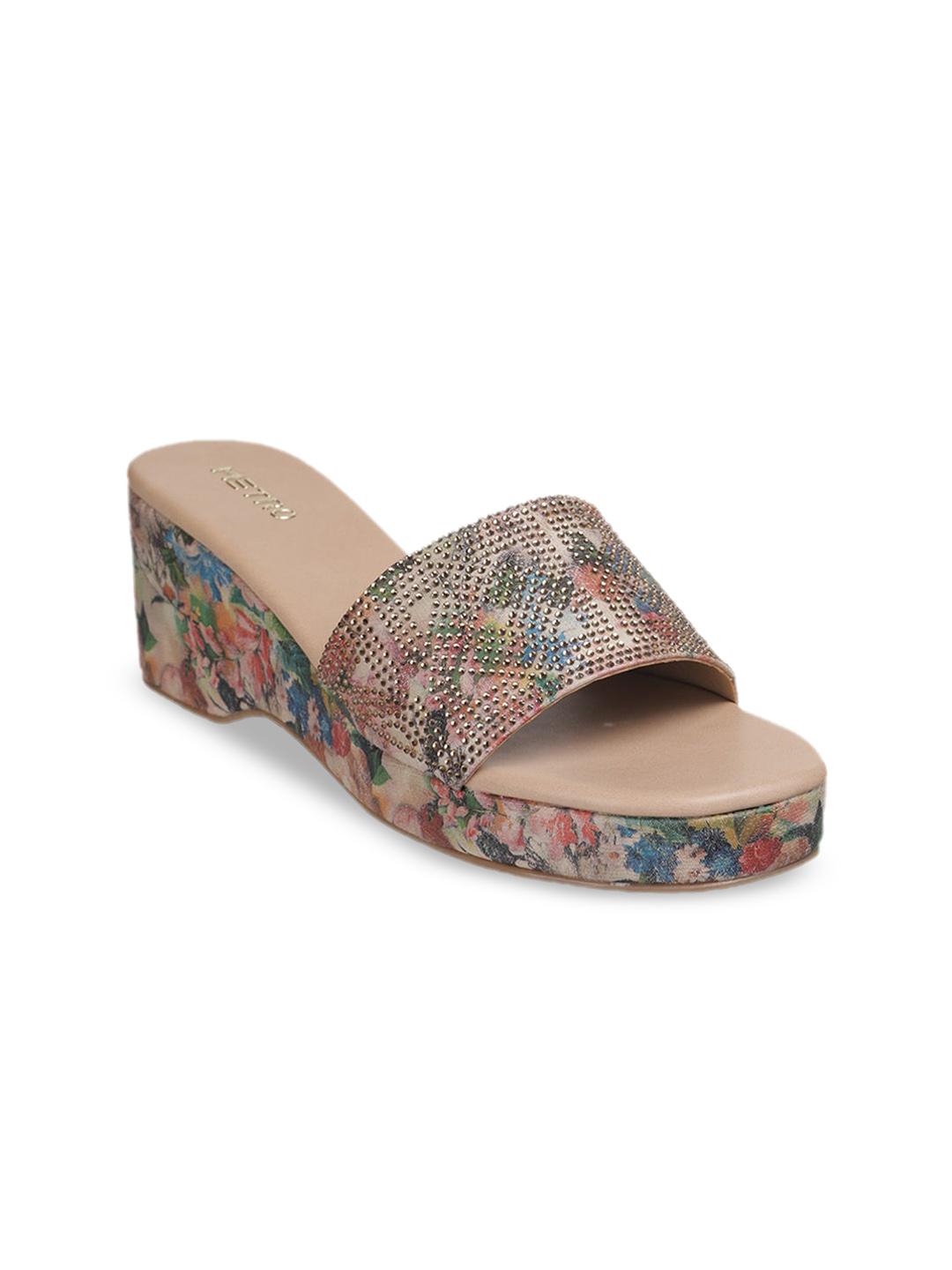 Buy Metro Printed Embellished Open Toe Wedges - Heels for Women ...