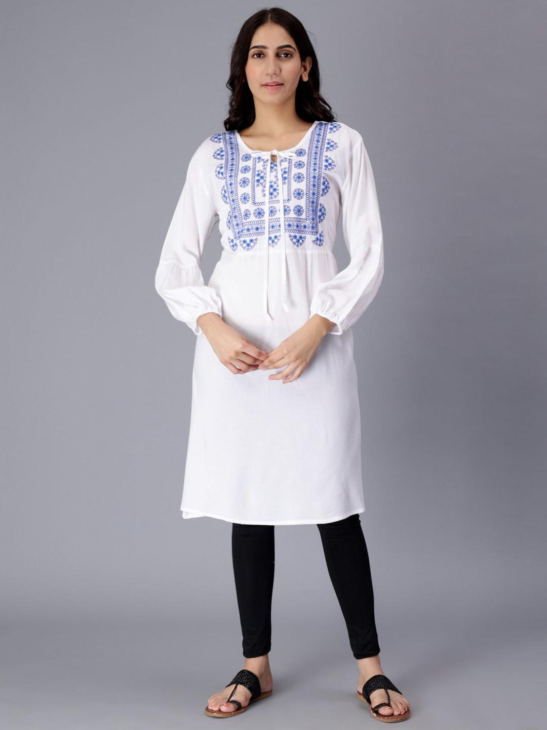 Buy SAAKAA Ethnic Motifs Embroidered A Line Kurta - Kurtas for Women ...