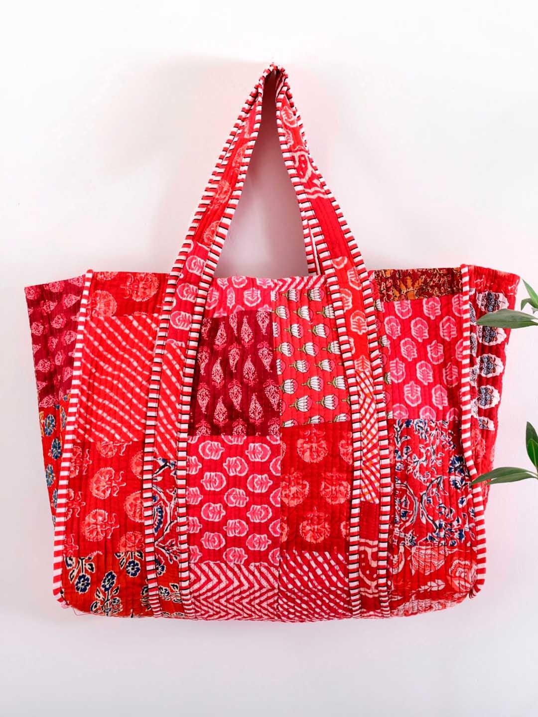Buy HANDICRAFT PALACE Ethnic Motifs Printed Cotton Shopper Tote Bag ...