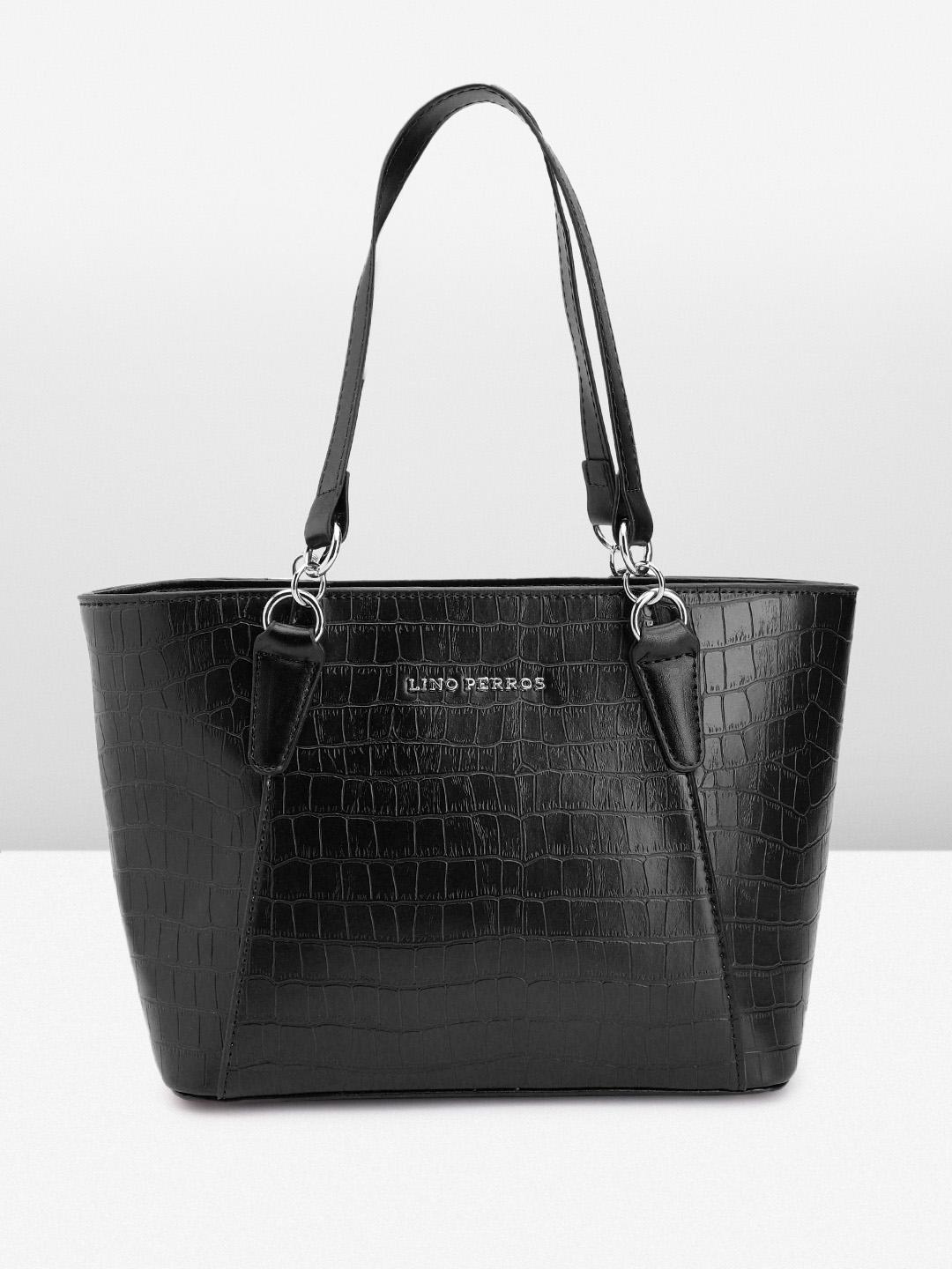 Buy Lino Perros Croc Textured Structured Shoulder Bag - Handbags for ...