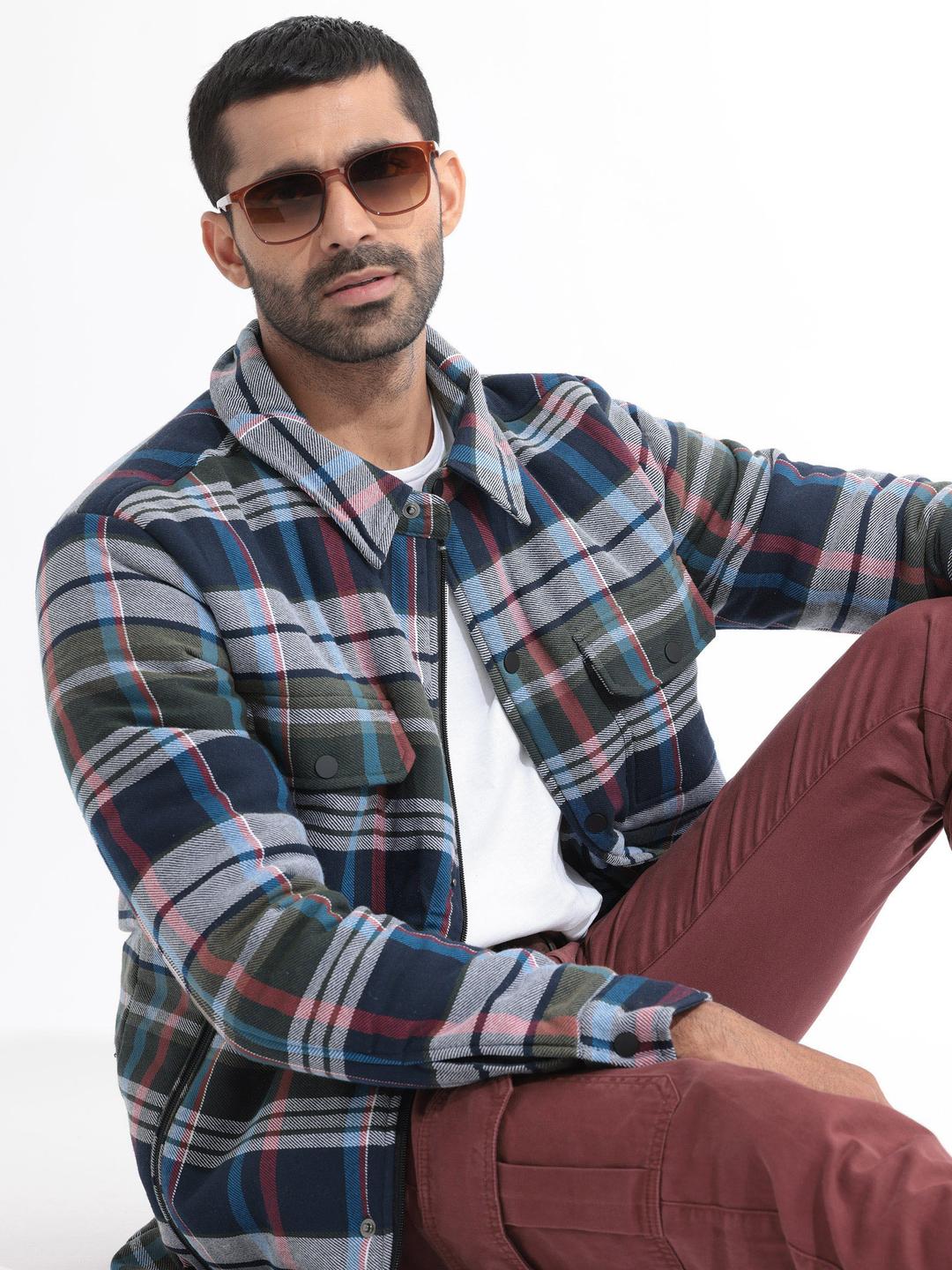 Buy RARE RABBIT Men Hollis Tailored Fit Checked Open Front Jacket ...