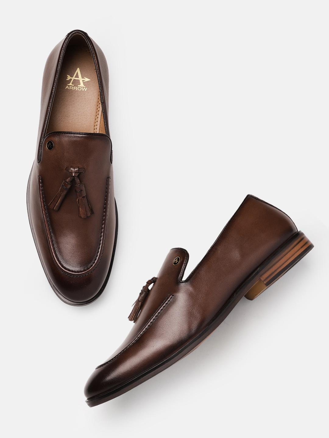 Buy Arrow Men Solid ELLIPSE Formal Leather Tasselled Loafers - Formal ...