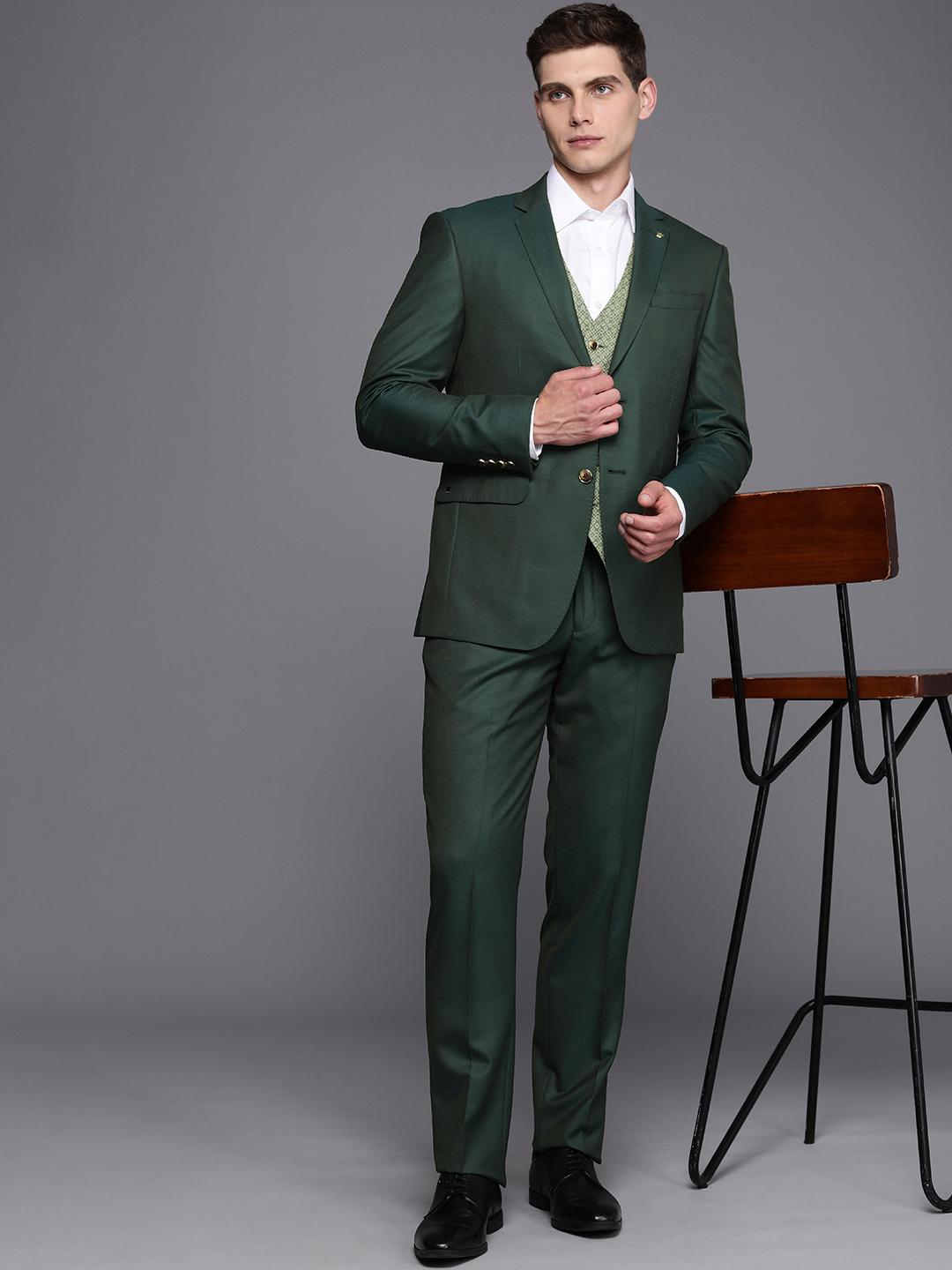 Buy Louis Philippe Self Design Slim Fit Single Breasted 3 Piece Formal ...