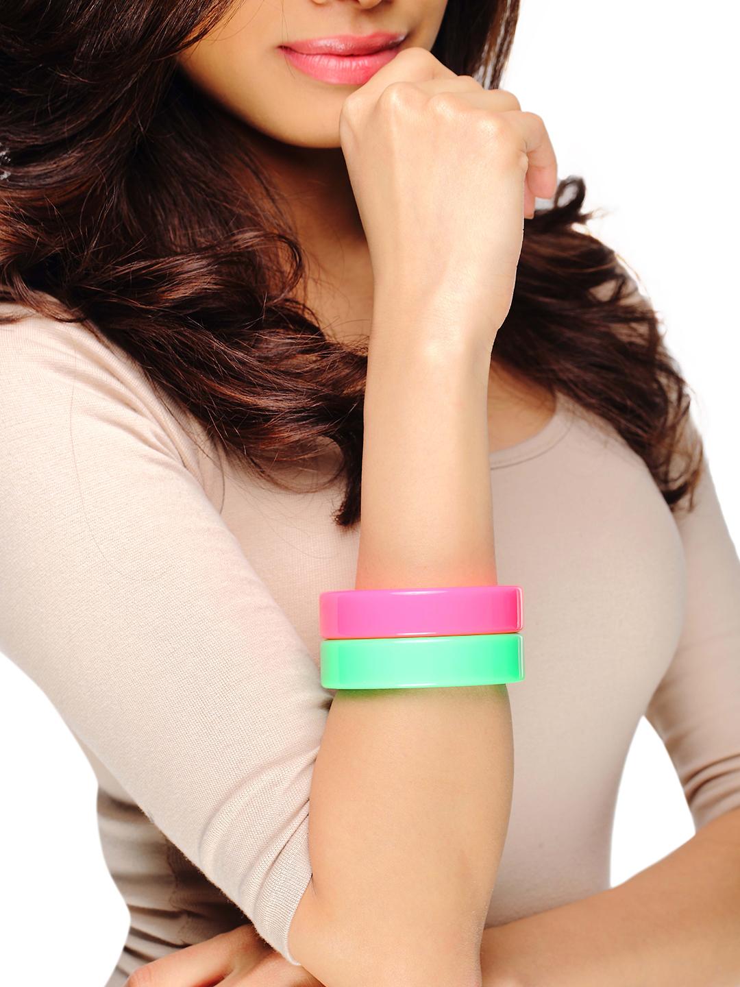 Buy Rhea Set Of 2 Round Duo Statement Resin Bangles - Bangle for Women ...