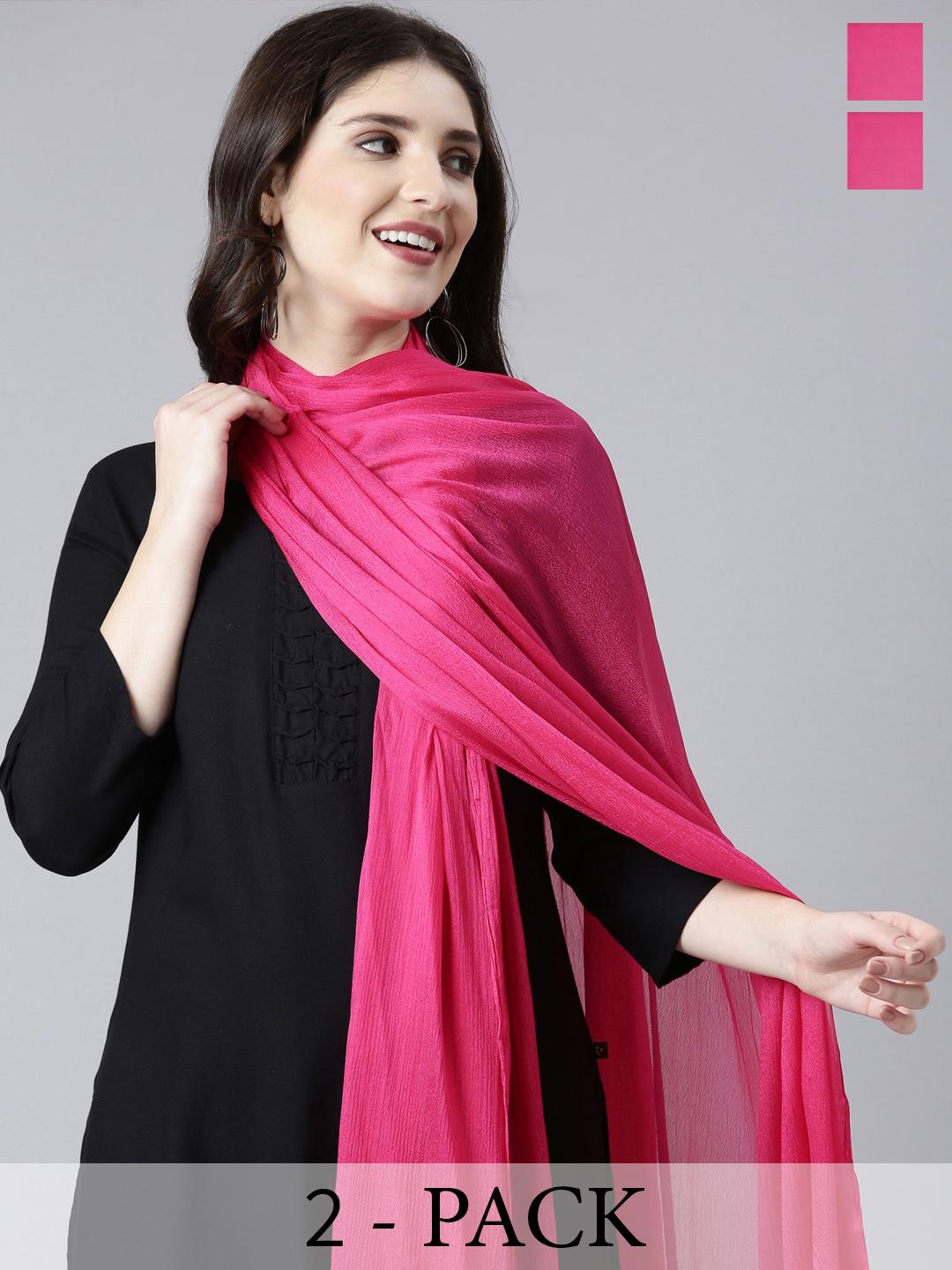 Buy TWIN BIRDS Pack Of 2 Woven Design Shimmer Shawl - Shawl for Women ...