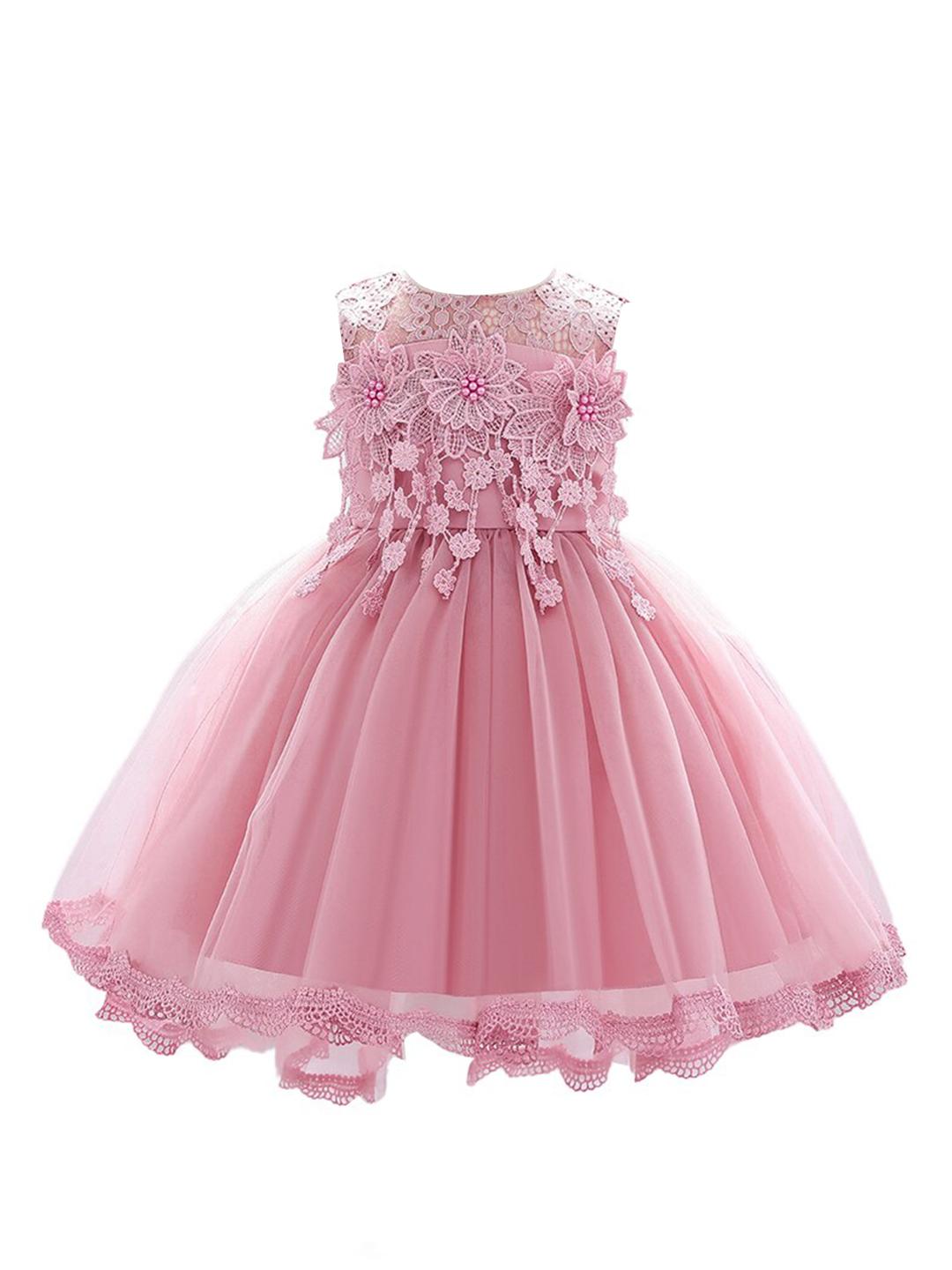 Buy StyleCast Pink & Puce Embellished Embroidered Applique Fit & Flare ...