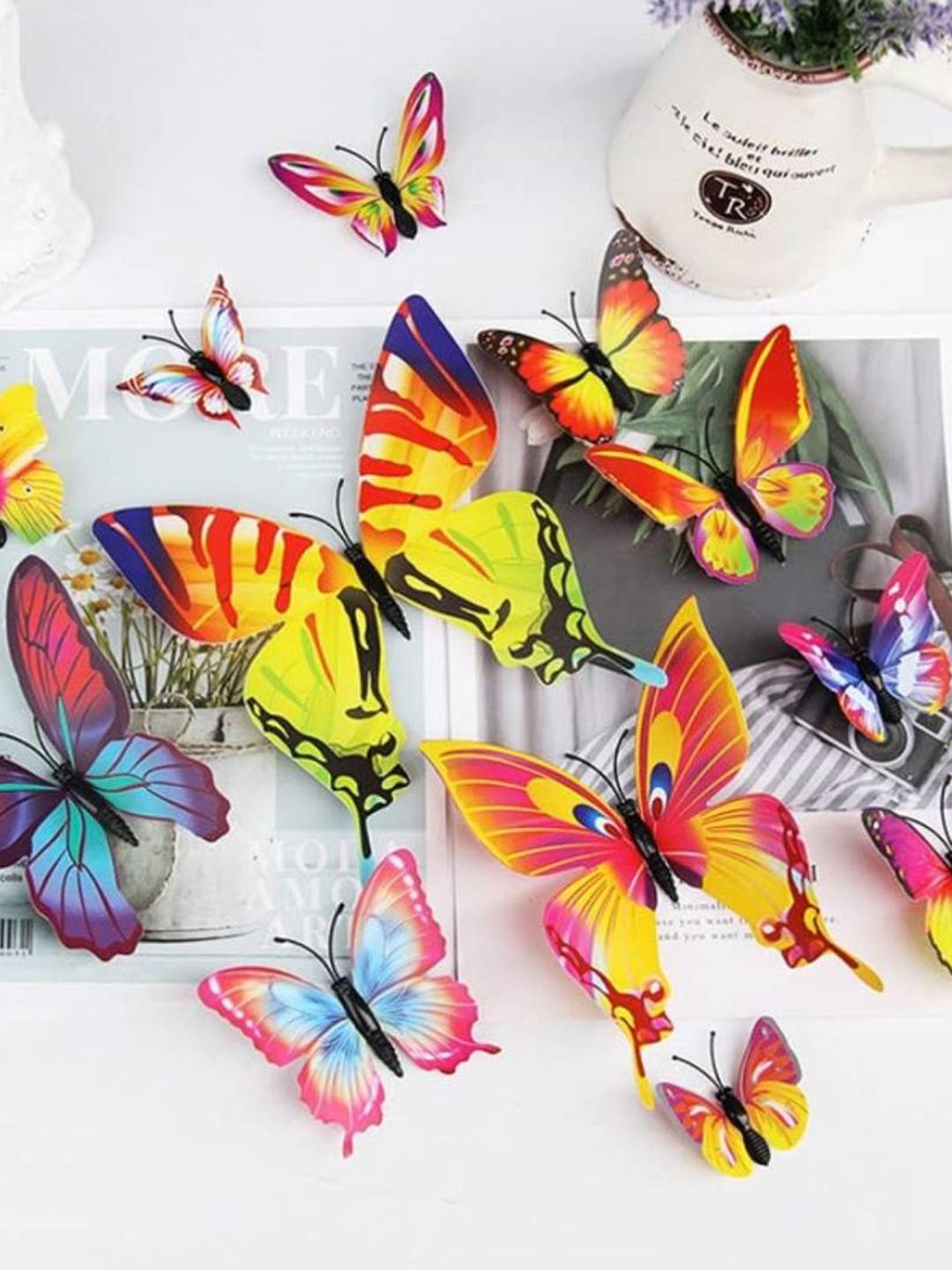 Buy Jaamso Royals 12PCs Pink & Blue 3D Magnet Butterfly Self Adhesive ...