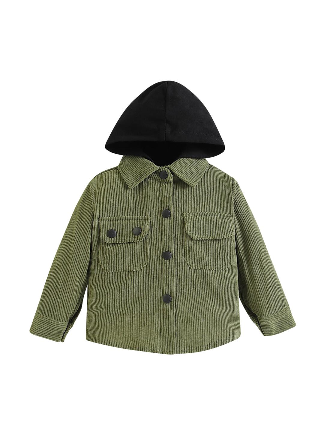 Buy StyleCast Green Infant Boys Self Designed Hooded Cotton Tailored ...