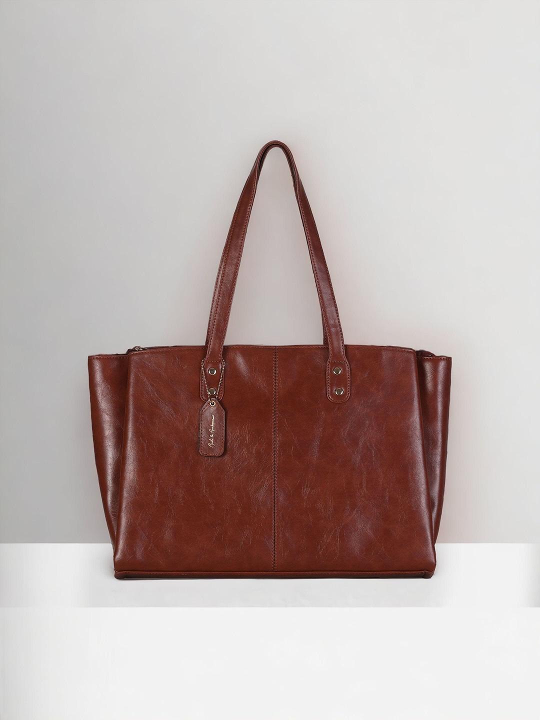 Buy Mast & Harbour Tan Textured Oversized Structured Shoulder Bag ...