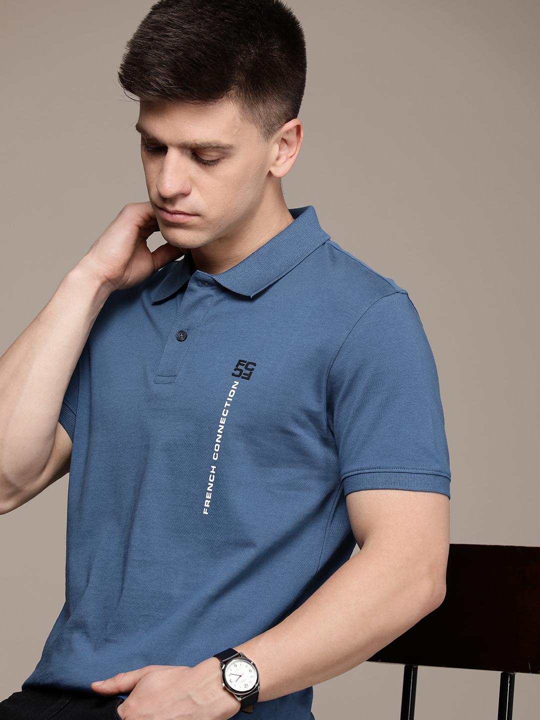 Buy French Connection Brand Logo Printed Polo Collar Pure Cotton T ...
