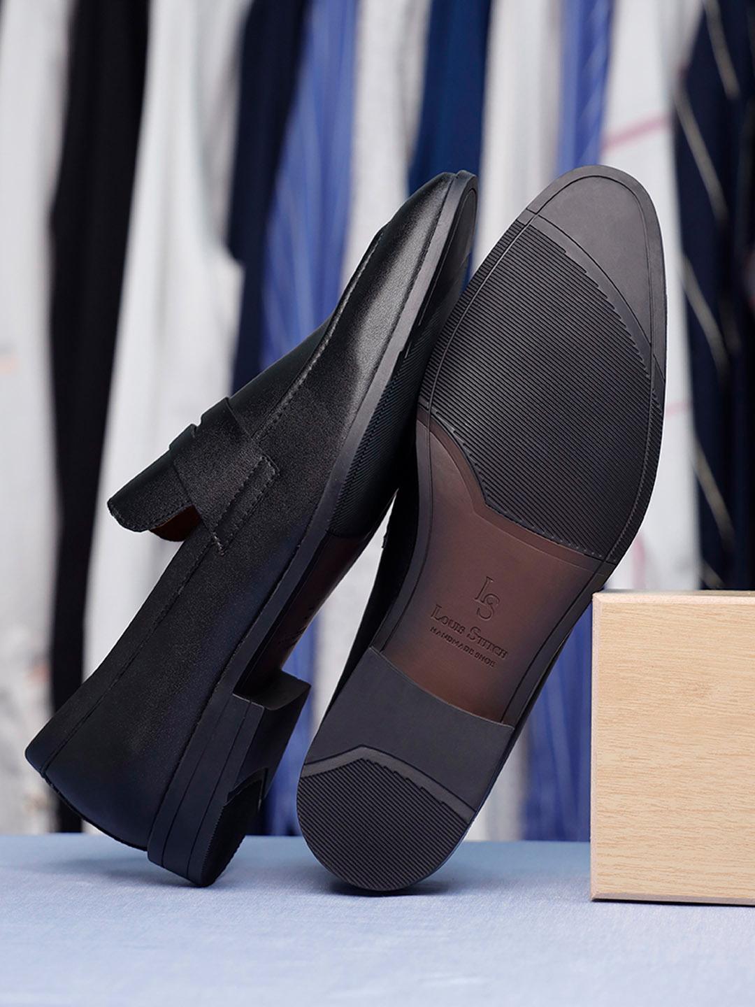 Buy LOUIS STITCH Men Jet Black Formal Slip On Mocassin Shoes - Formal ...