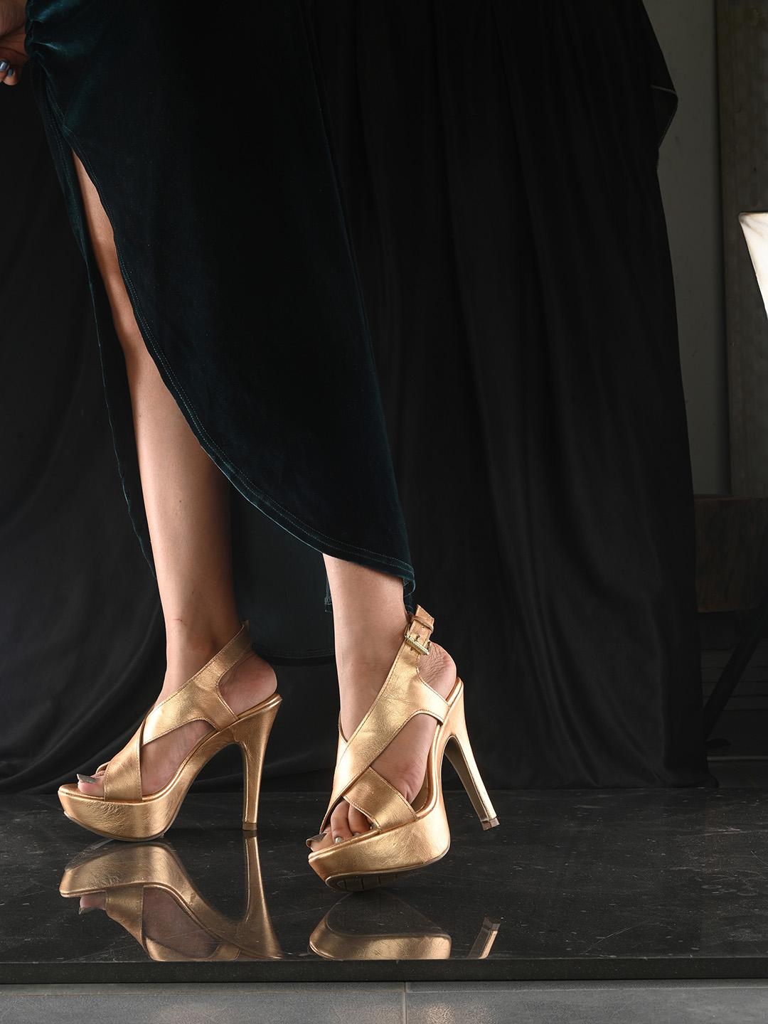 Buy CARLO ROMANO Textured Cross Strap Stiletto Heels - Heels for Women ...